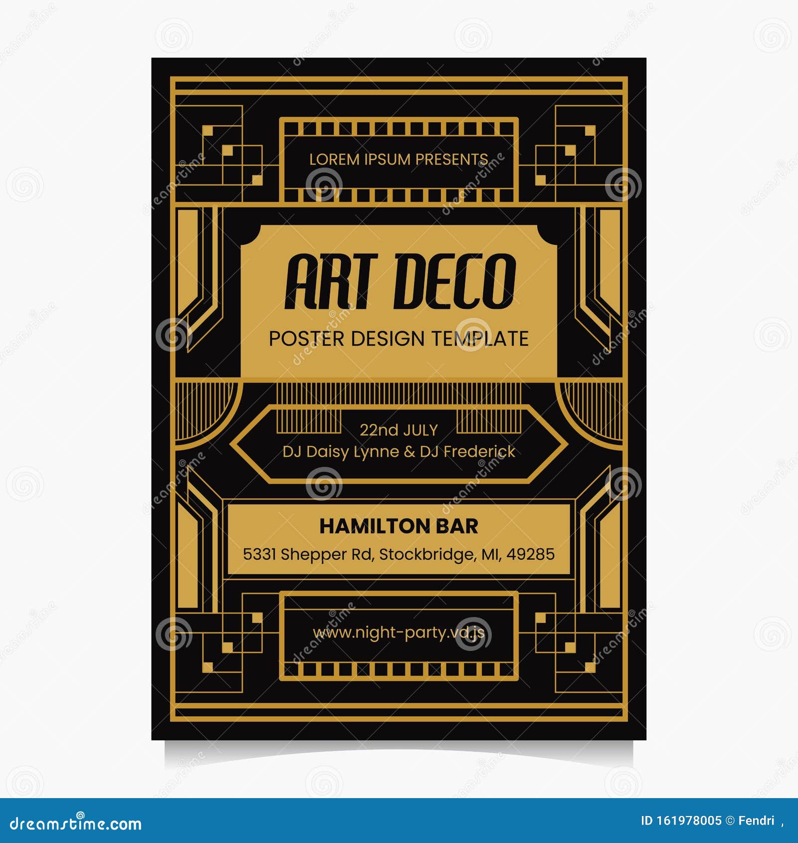 ART DECO POSTER DESIGN stock vector. Illustration of gold - 161978005