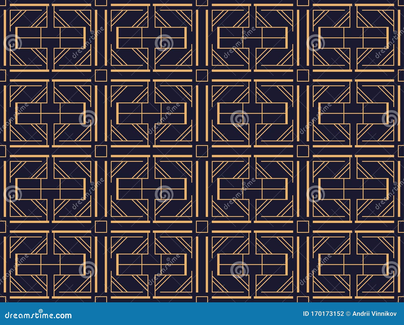 Art Deco Seamless Pattern. Linear Geometric Art of the 20s in Retro ...