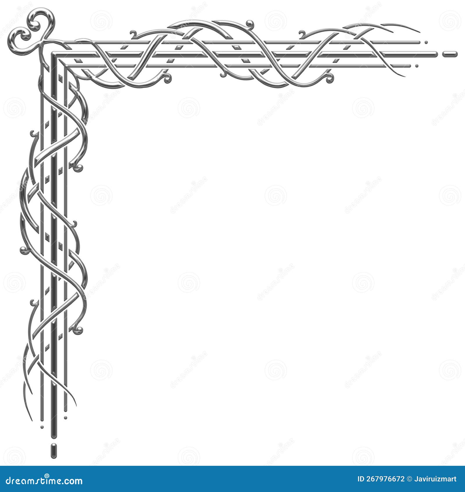 Art Deco Silver Corner with Interlocking Lines Stock Photo ...