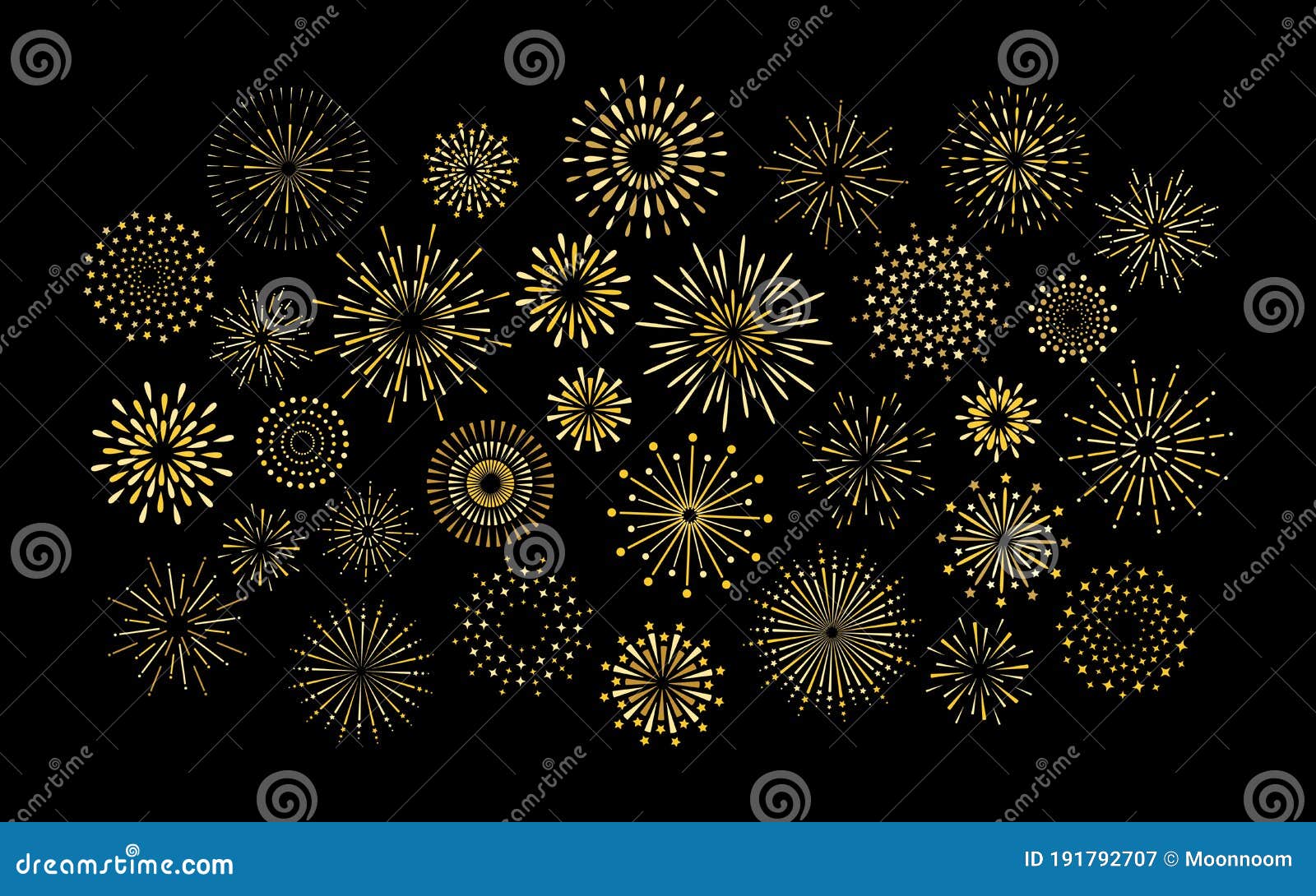 Art Deco Star Shape Fireworks Burst Pattern Set Stock Vector ...