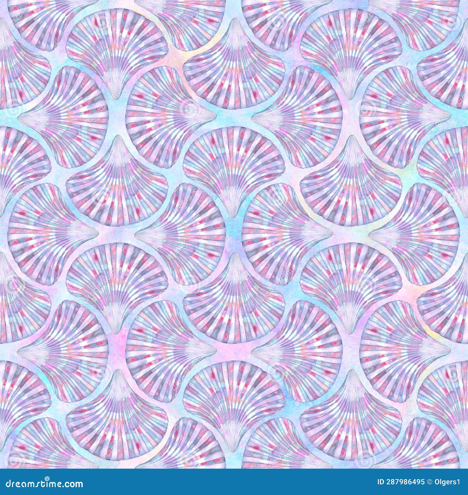 Art Deco Style Abstract Sea Shells Geometric Forms Seamless Pattern ...