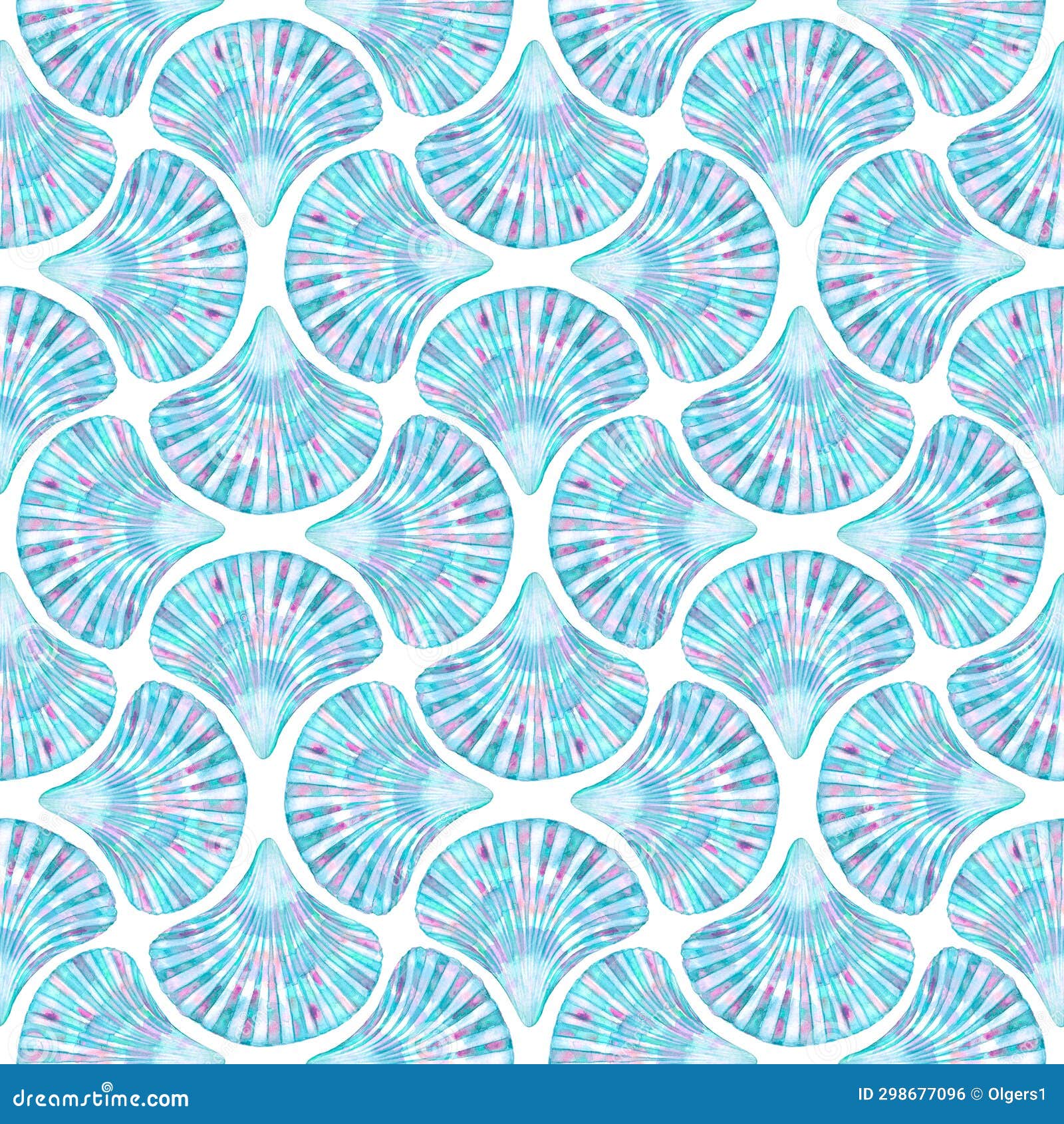Art Deco Style Abstract Sea Shells Geometric Forms Seamless Pattern ...