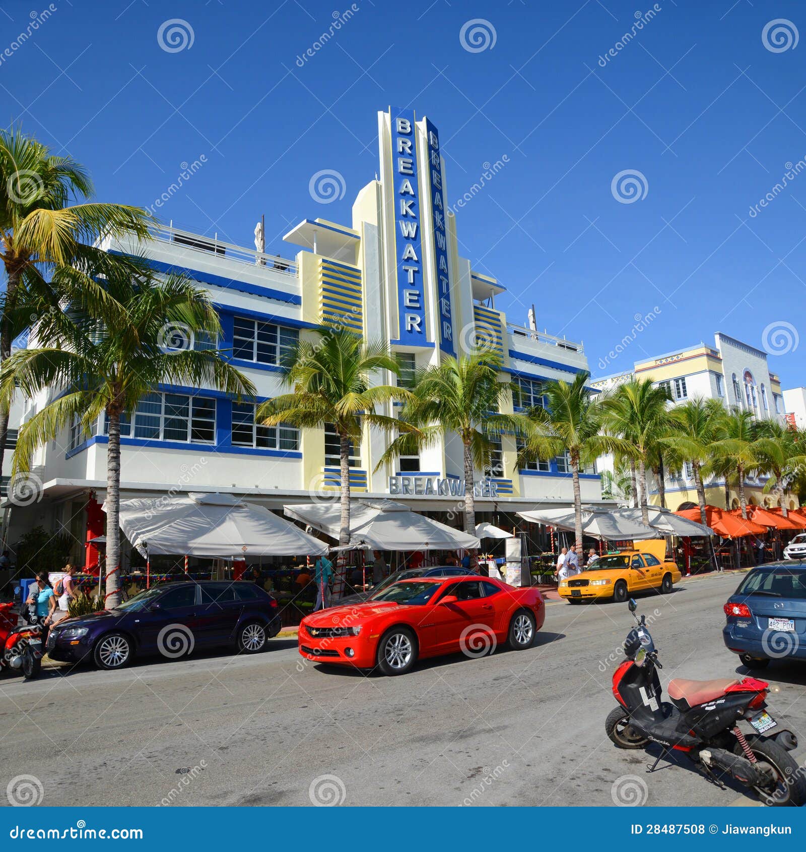 Breakwater Art Deco Architecture At Sunset, South Beach, Miami Beach ...