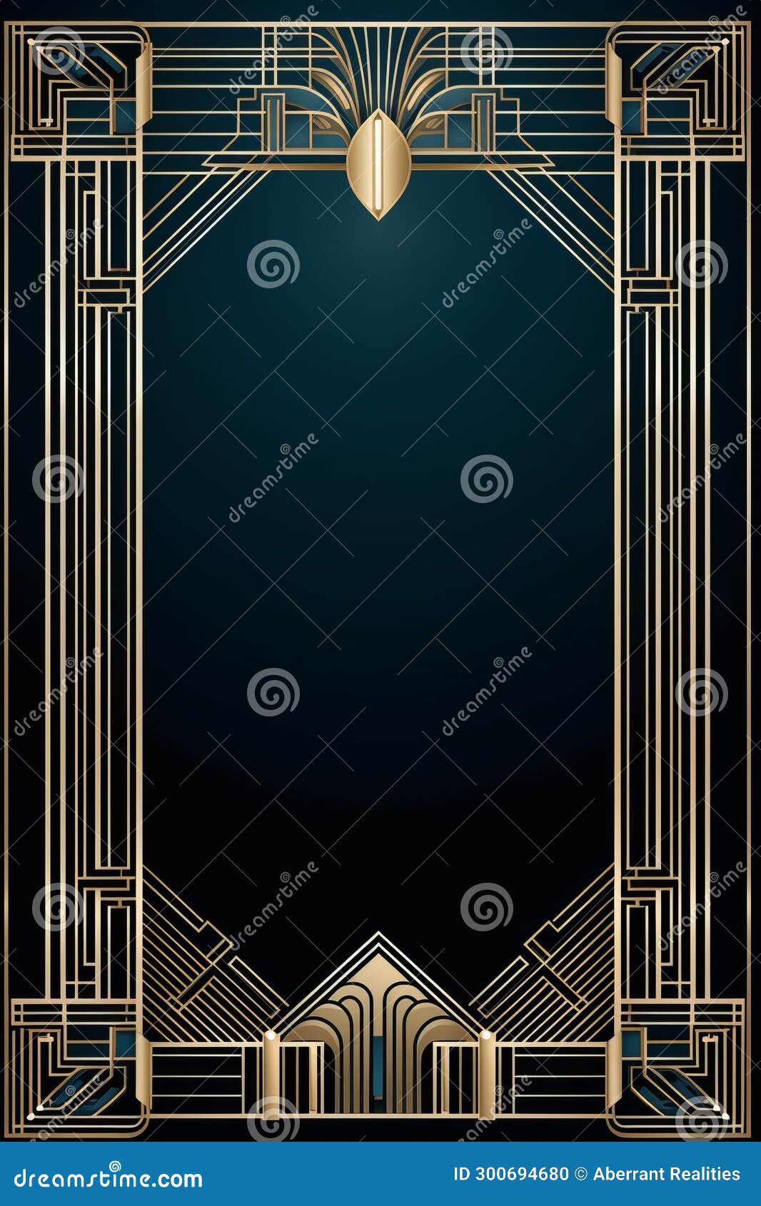 An Art Deco Style Frame on a Black Background Stock Illustration ...