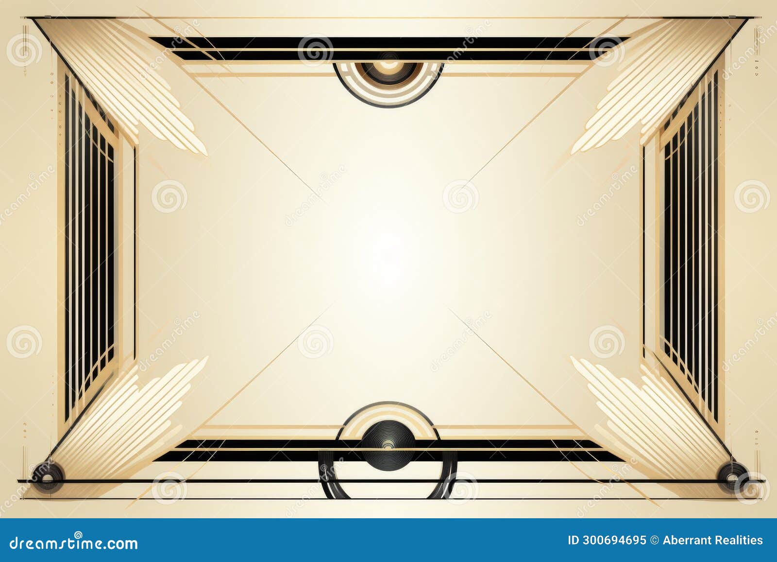 An Art Deco Style Frame with Black and Gold Elements Stock Illustration ...