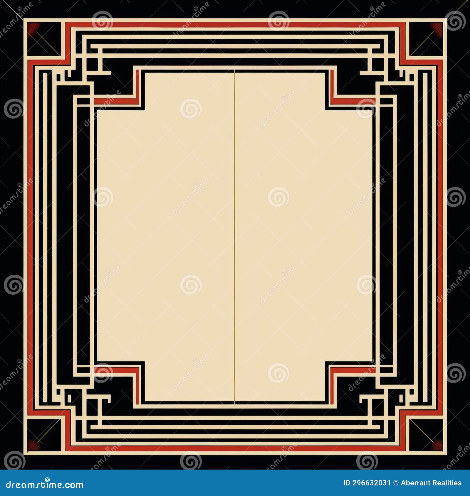 An Art Deco Style Frame with a Black and Red Border Stock Illustration ...