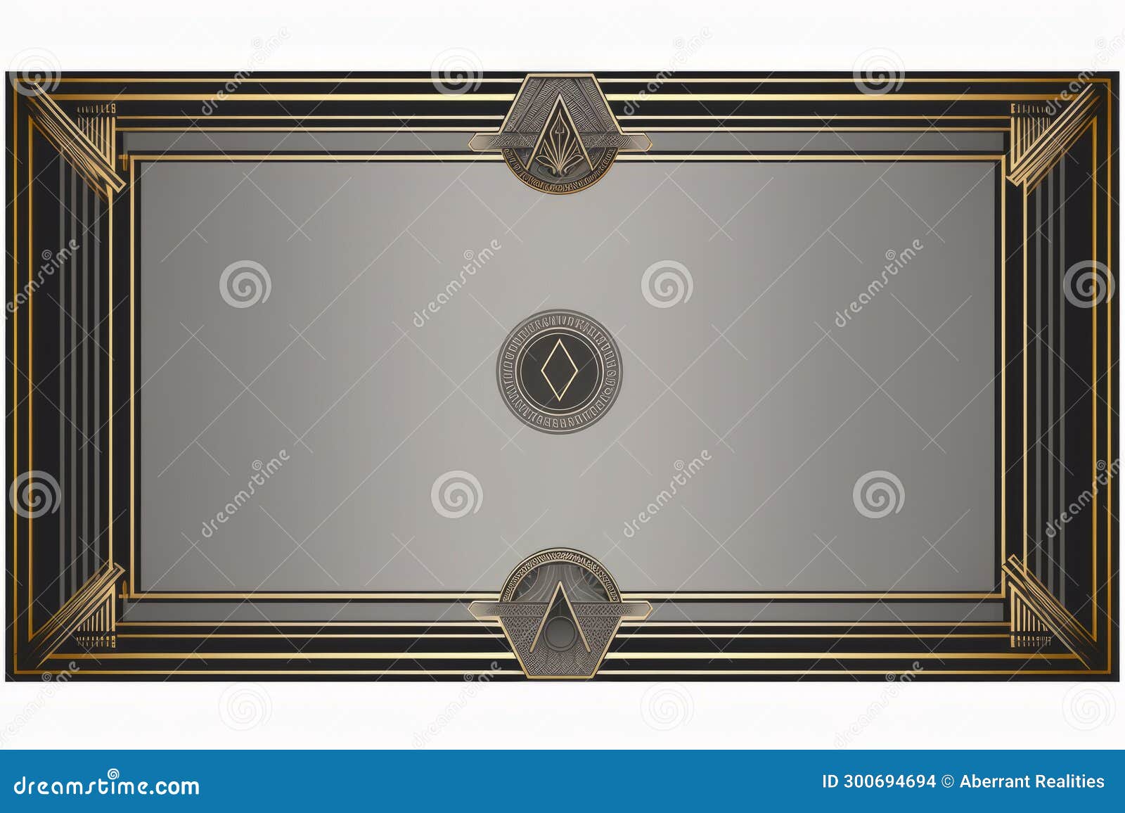 An Art Deco Style Frame with a Gold Border Stock Illustration ...