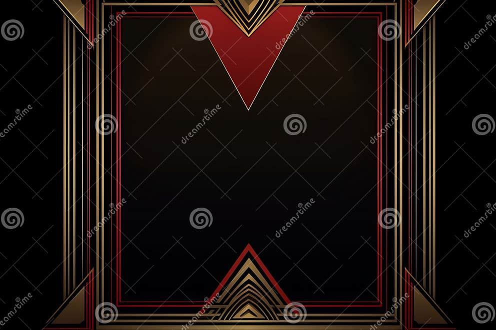 An Art Deco Style Frame with a Red and Black Border Stock Illustration ...
