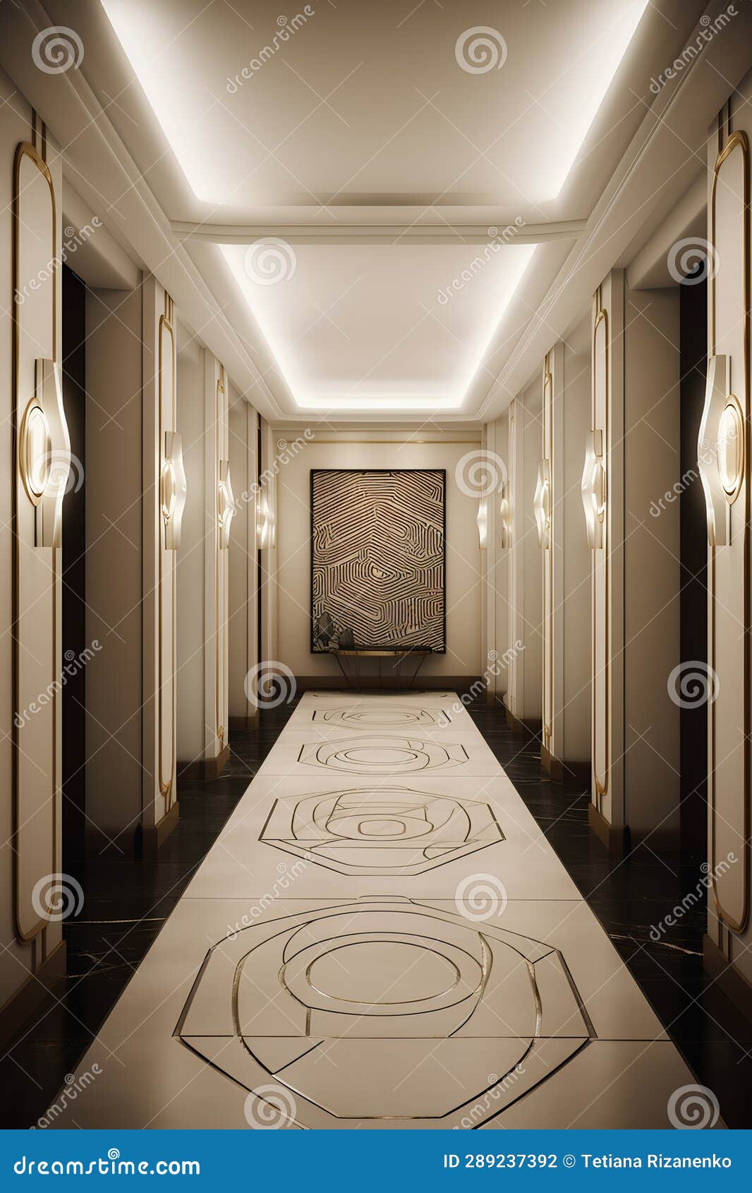 Art-deco Style Hallway Interior in Luxury House Stock Illustration ...