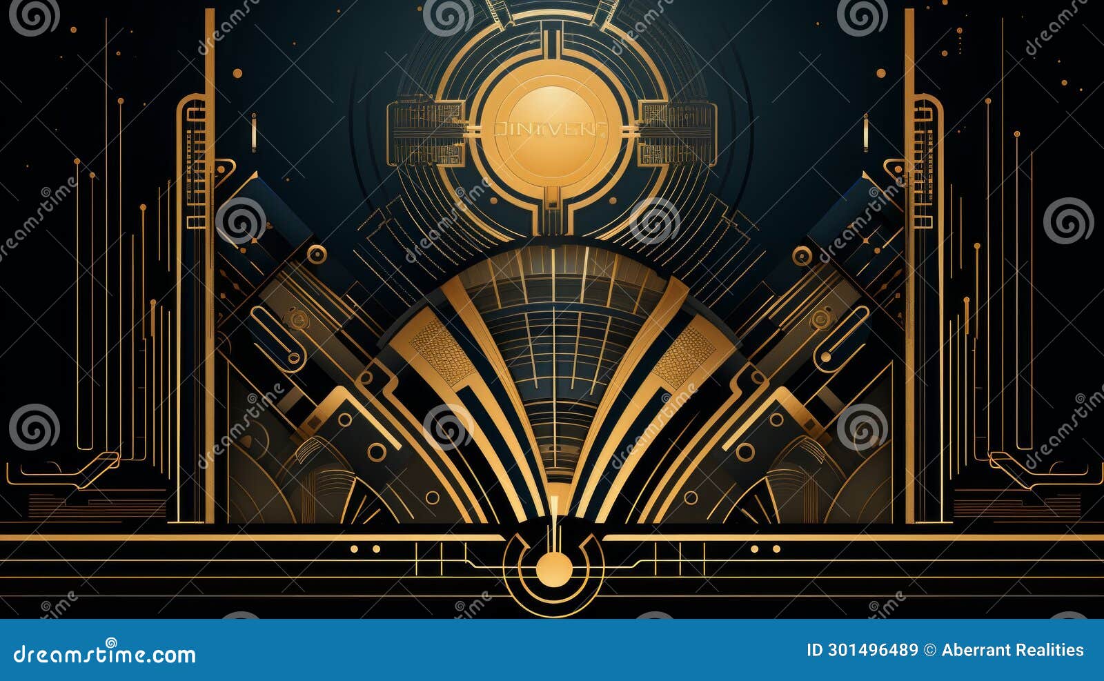 An Art Deco Style Illustration of a Futuristic Building Stock ...