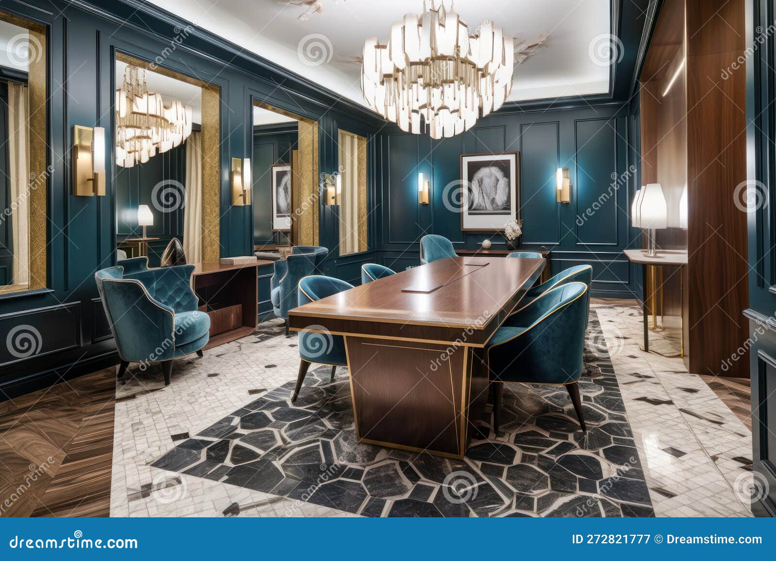 Art Deco Style Office Meeting Room Interior. Generative AI Stock ... Art Deco Style Office Meeting Room Interior. Generative AI Stock ...