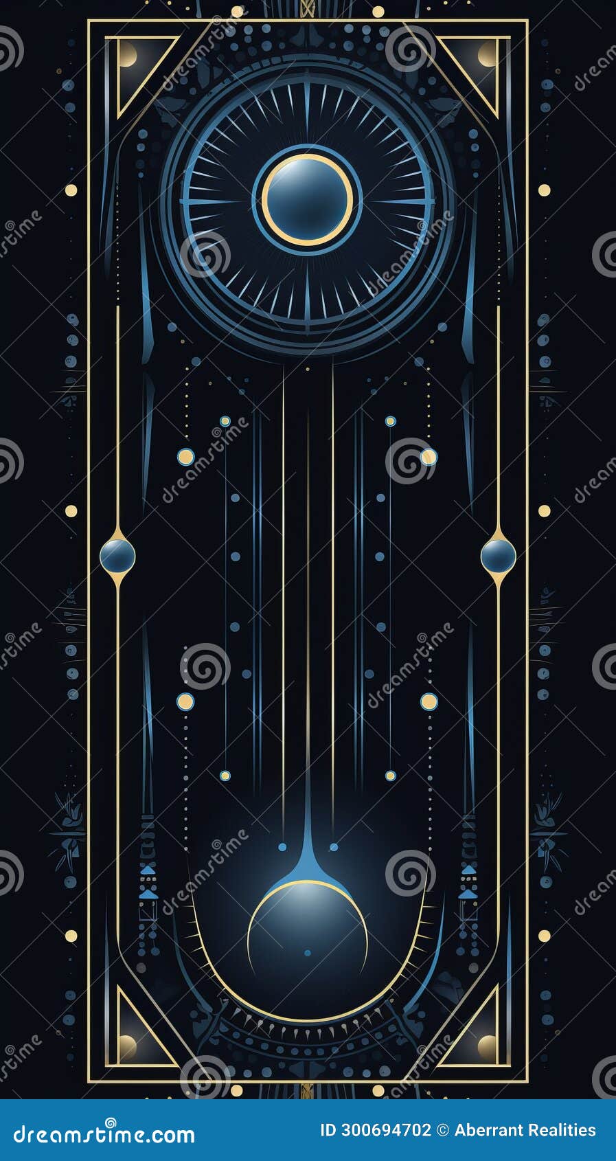 An Art Deco Style Poster with a Clock in the Center Stock Illustration ...