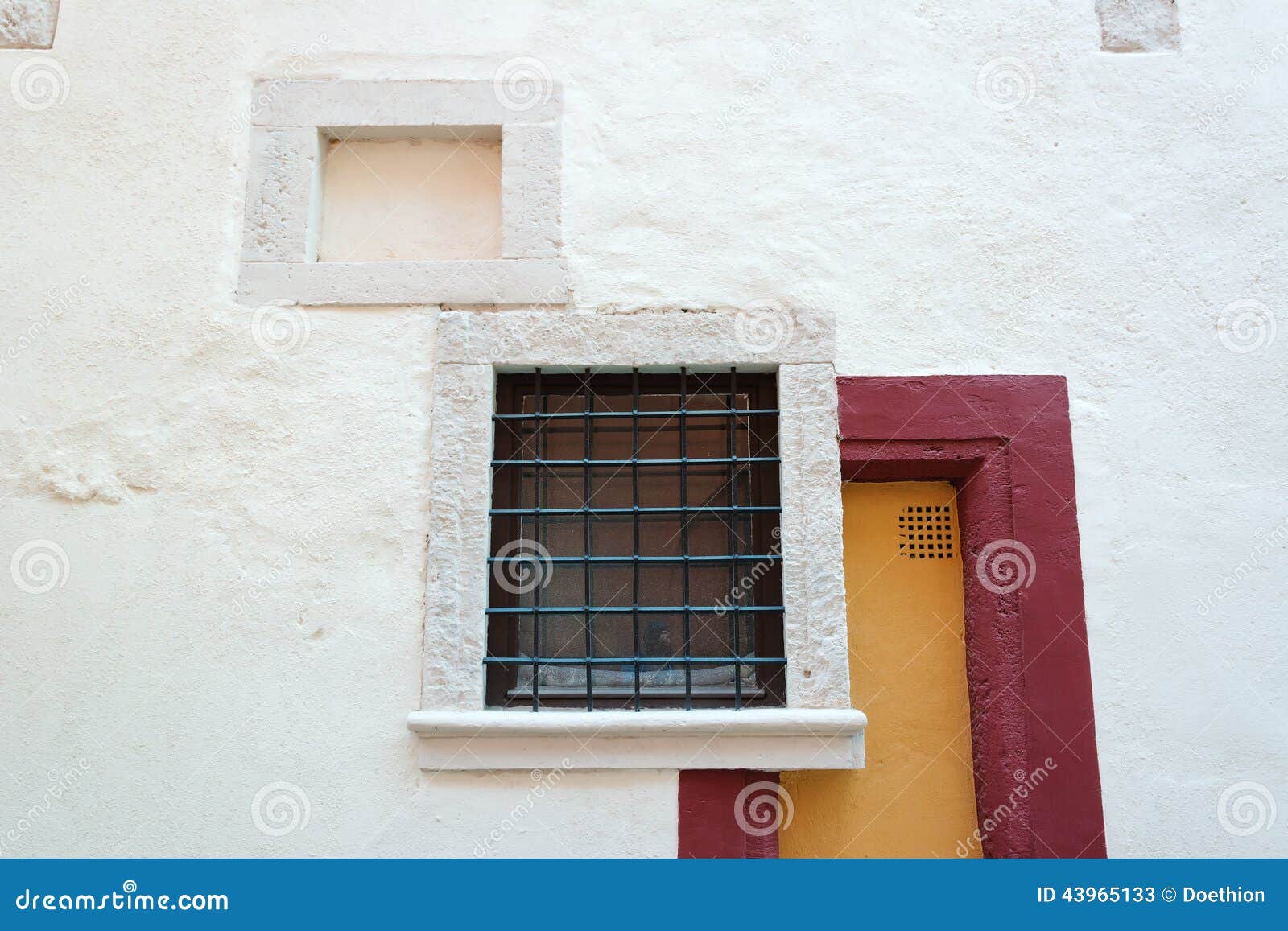 Art Deco Style Wall with Square Windows Stock Image - Image of ...