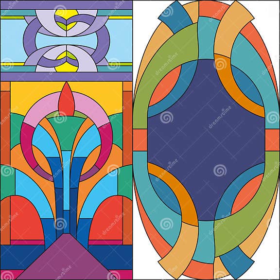 Art Deco Vector Colored Geometric Pattern. Art Deco Stained Glass ...