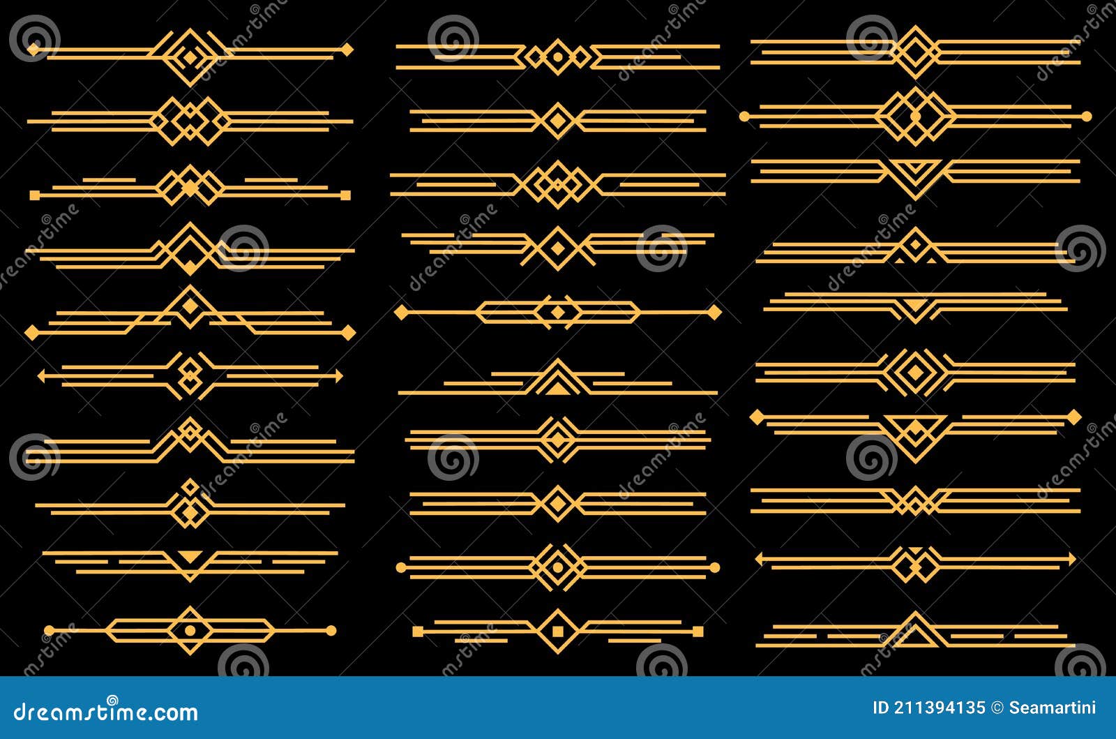 Art Deco Vector Elements Dividers or Headers Set Stock Vector ...