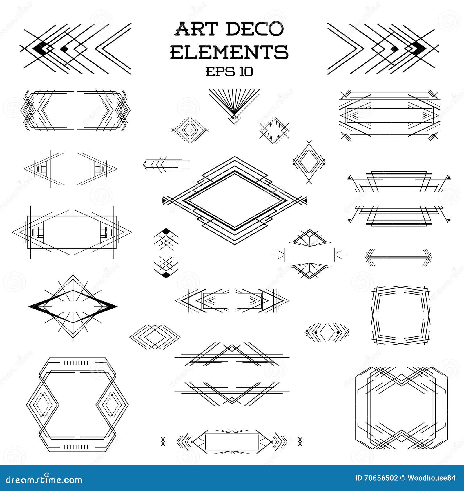 Art Deco Vintage Frames and Design Elements Stock Vector - Illustration ...