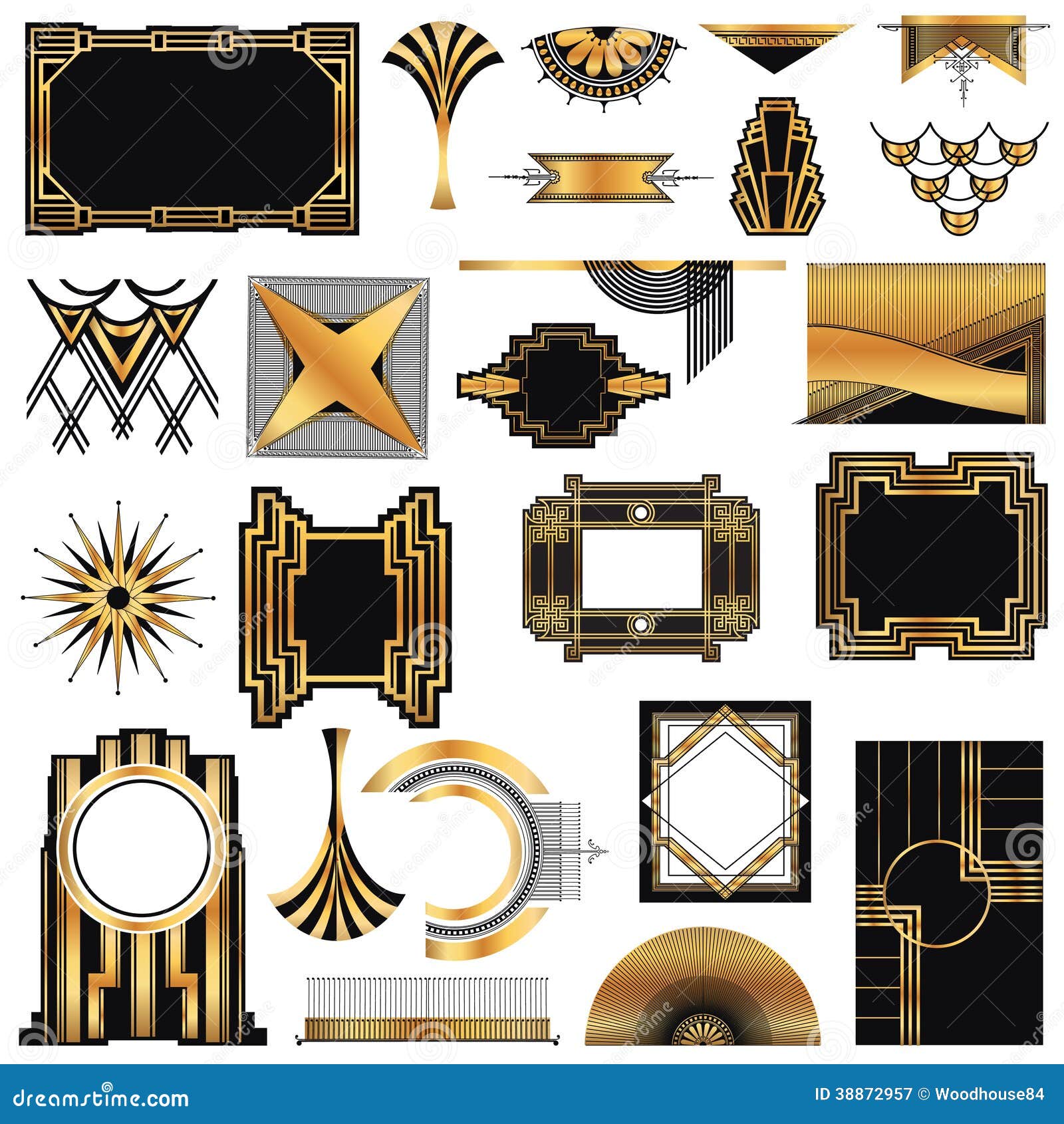 Art Deco Vintage ramar vektor illustrationer. Illustration av inbjudan ...