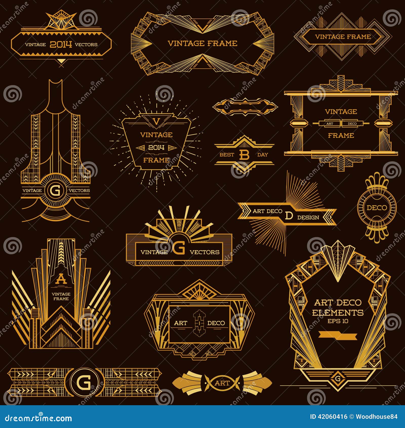 Art Deco Vintage ramar vektor illustrationer. Illustration av boris ...