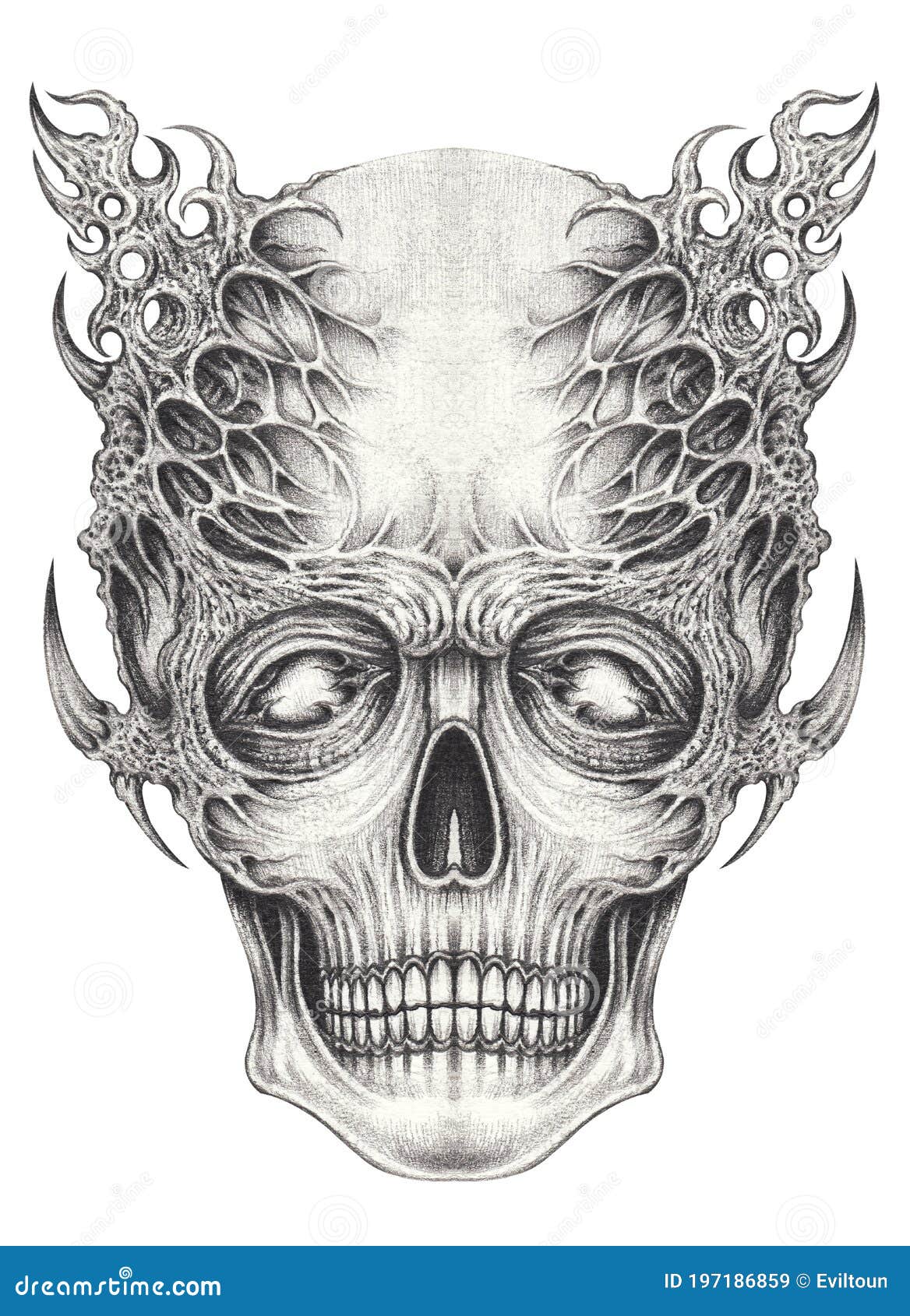Surreal Devil Skull Tattoo. Stock Illustration - Illustration of head ...