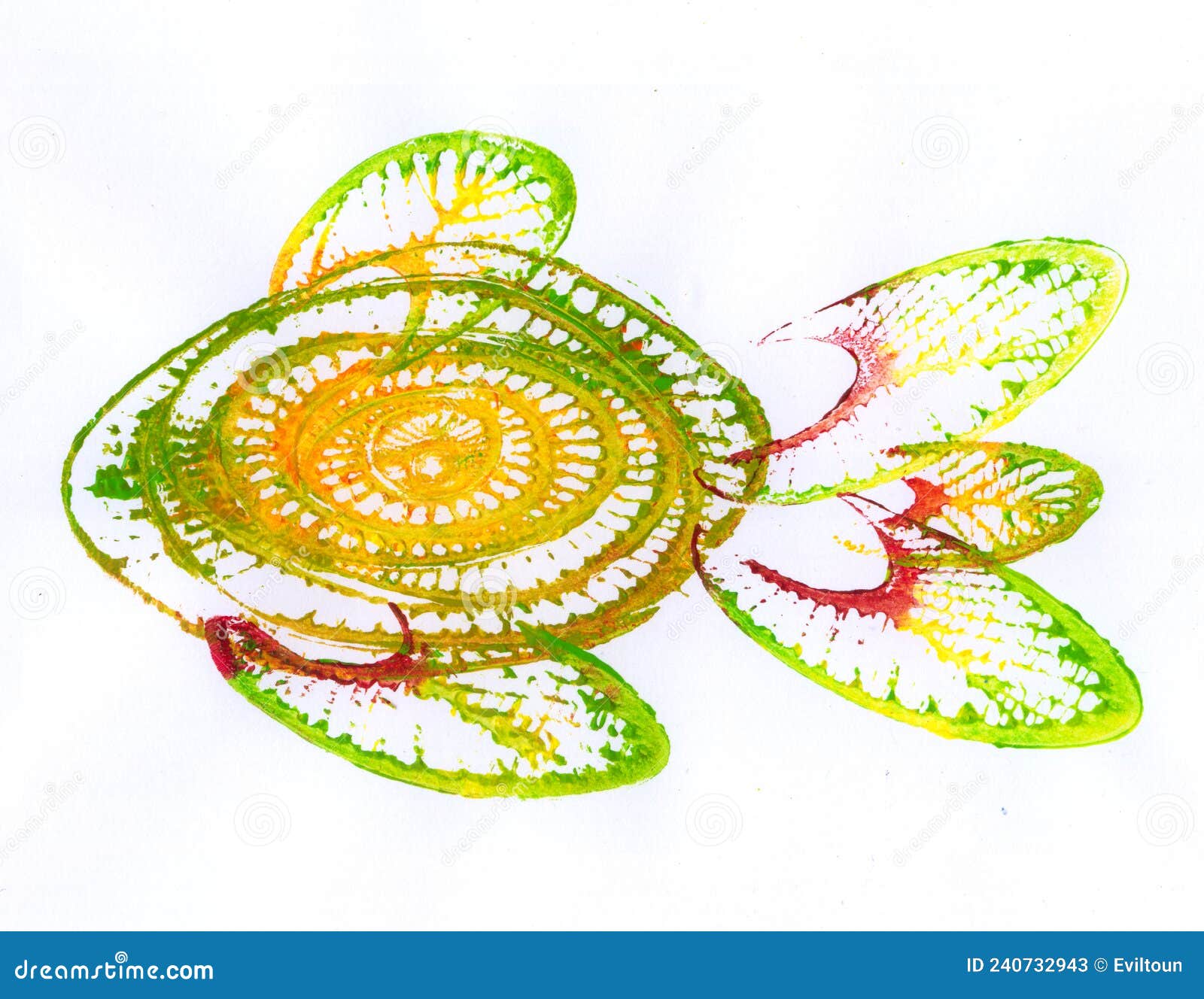 Fish Monoprinting Art for Child. Stock Illustration - Illustration of ...