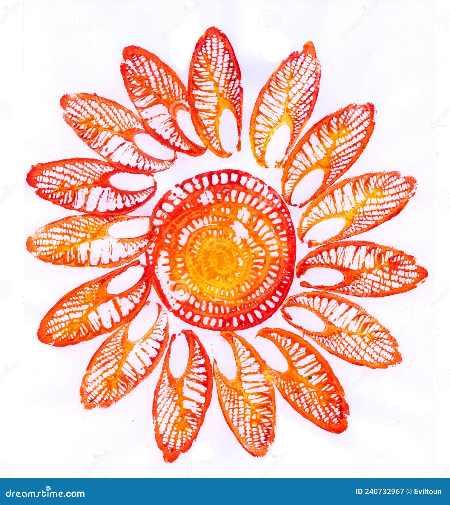 Flower Monoprinting Art for Child. Stock Illustration - Illustration of ...