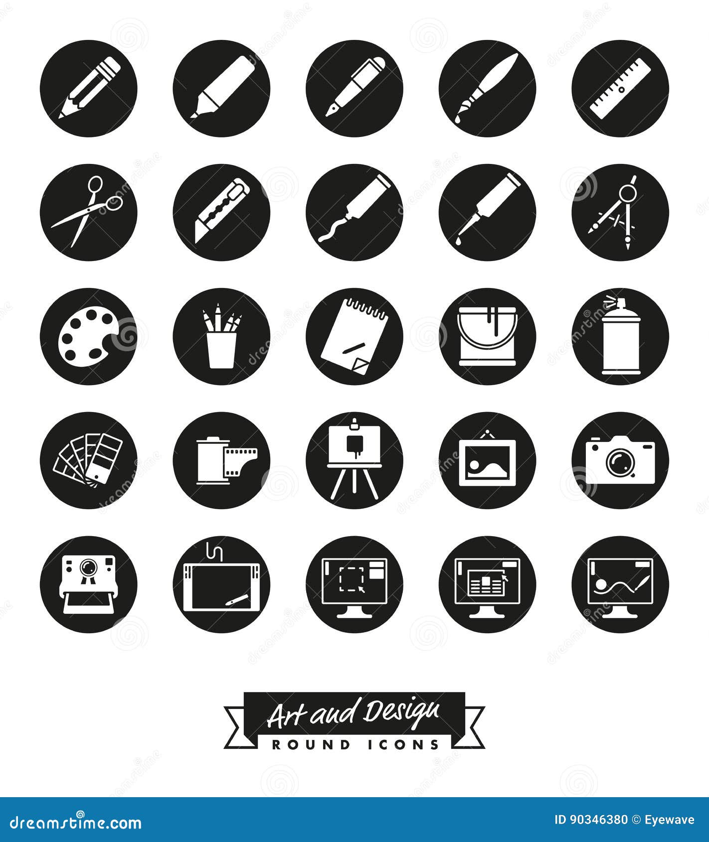 Art and Design Round Icon Vector Collection Stock Vector - Illustration ...