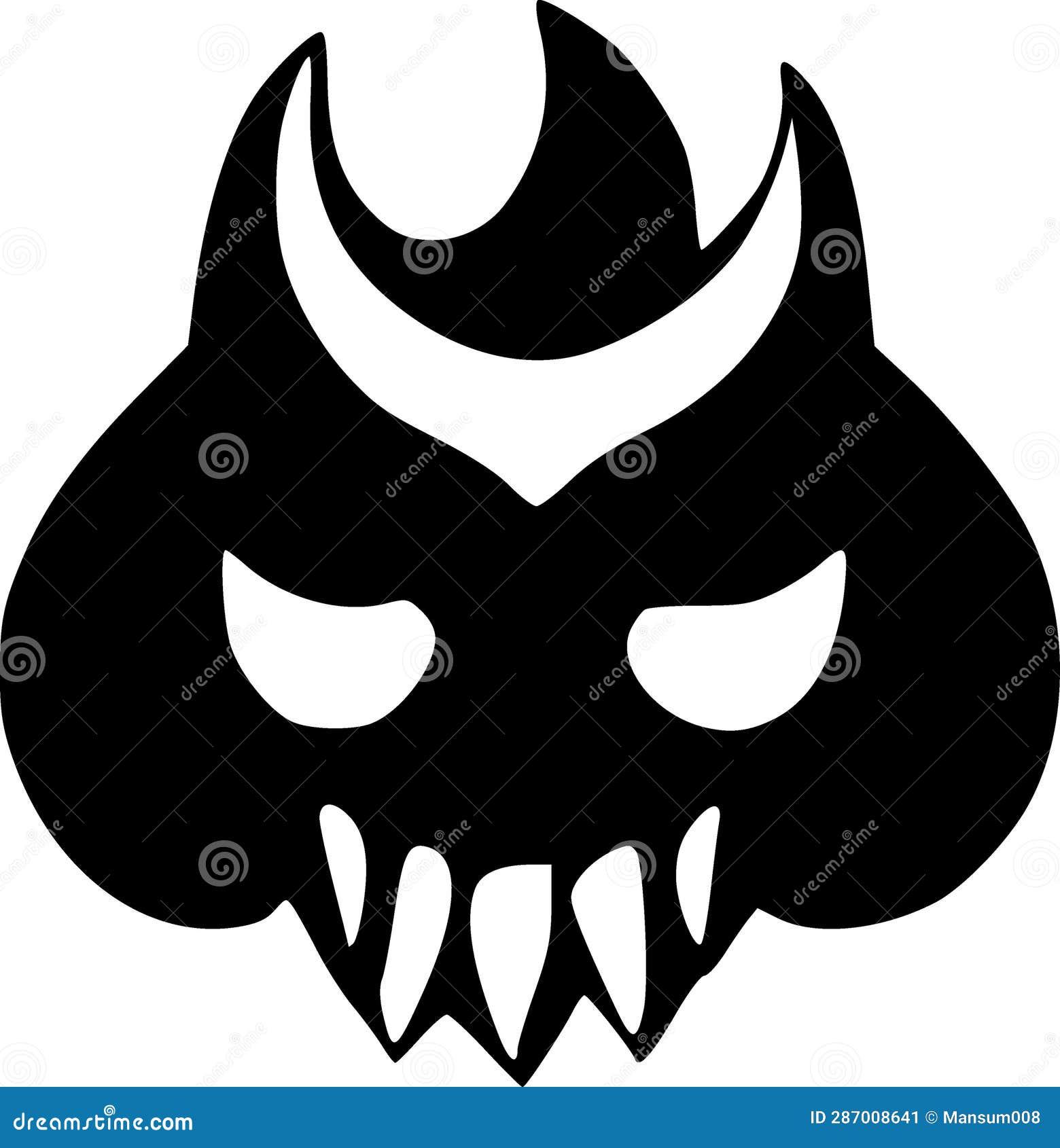 Devil Face Icon in Solid Style Stock Illustration - Illustration of ...