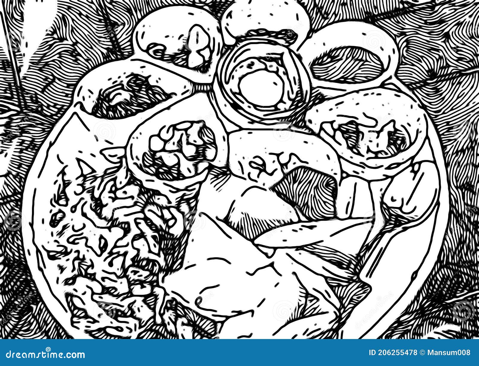 Drawing Black and White of Food Stock Illustration - Illustration of ...