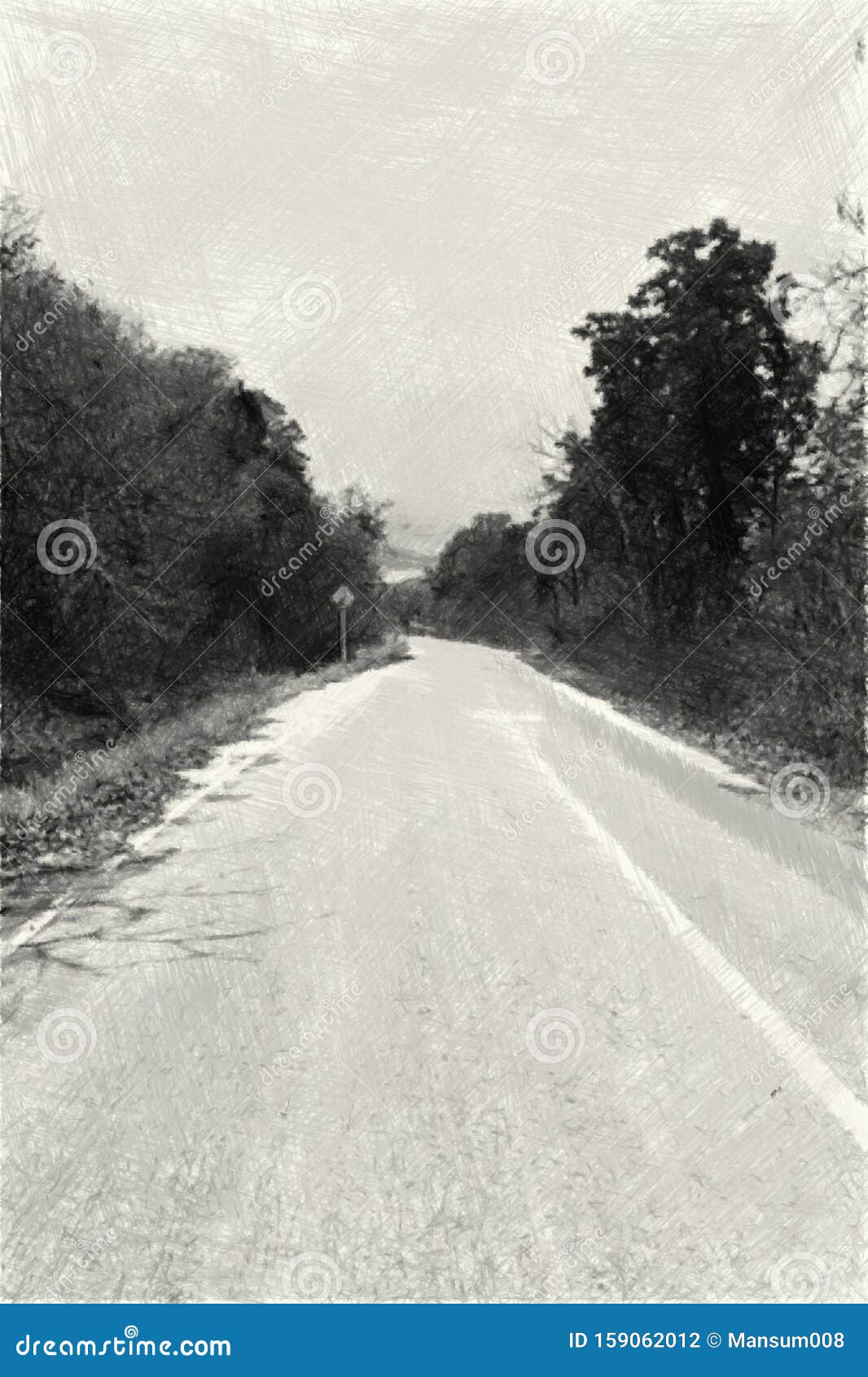 Drawing Black and White of Landscape Background Stock Illustration ...