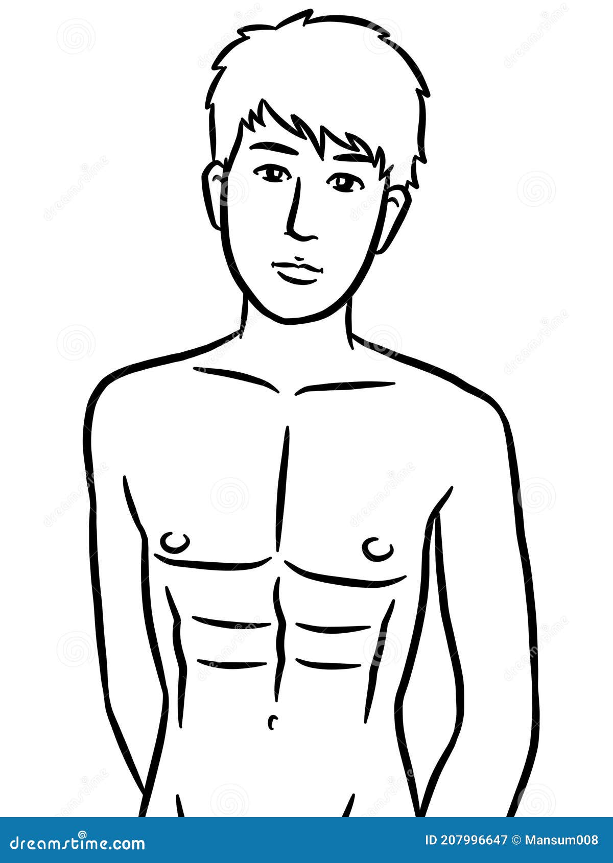 Drawing Black and White of Man for Painting Stock Illustration ...