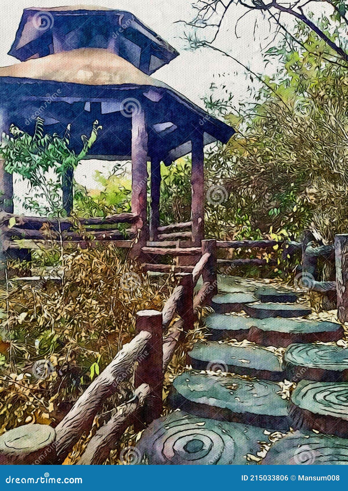 Drawing Color of Landscape Background Stock Photo - Image of park ...