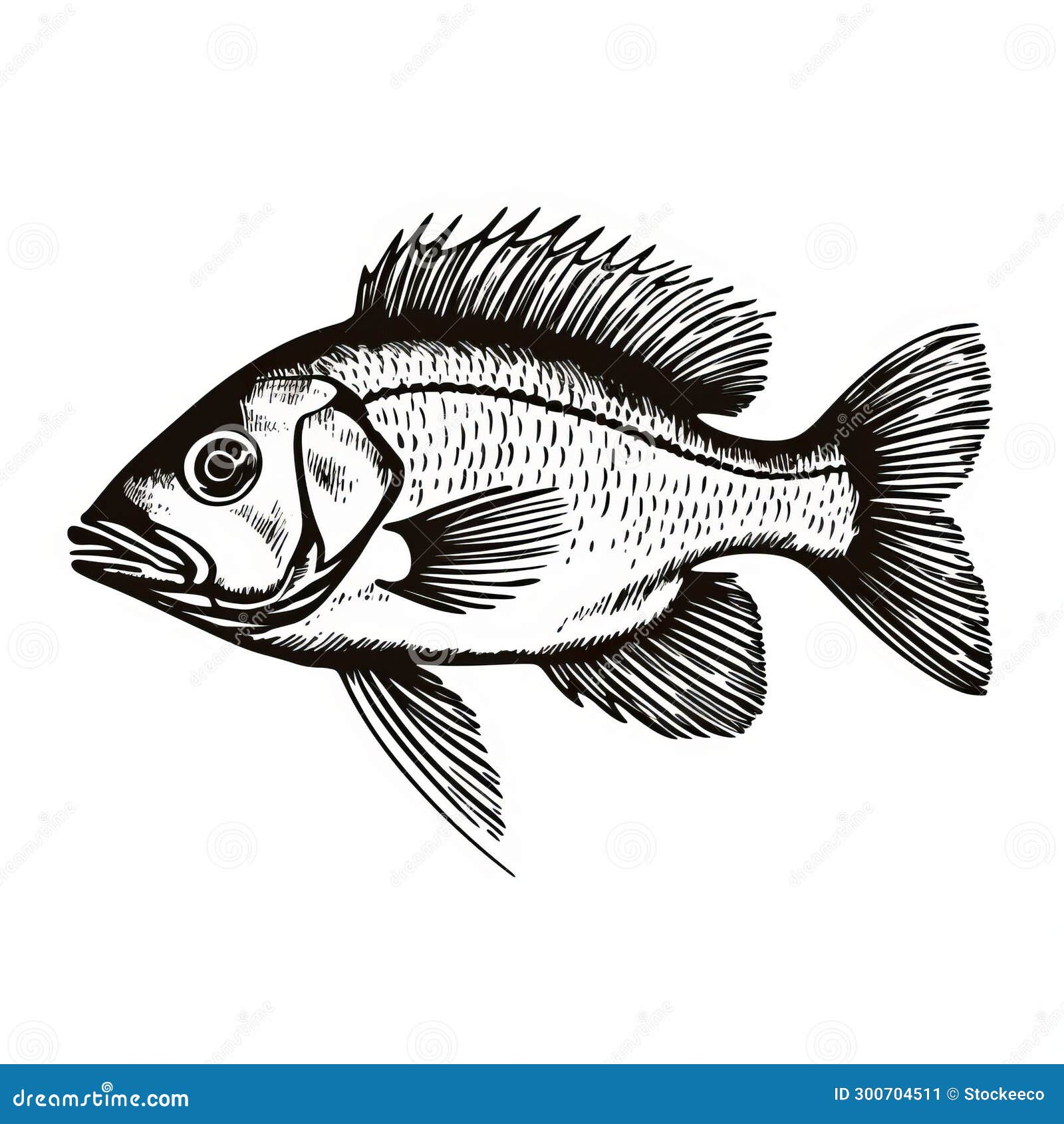 Vintage Fish Engraving: Linear Illustration in Artemisia Gentileschi ...