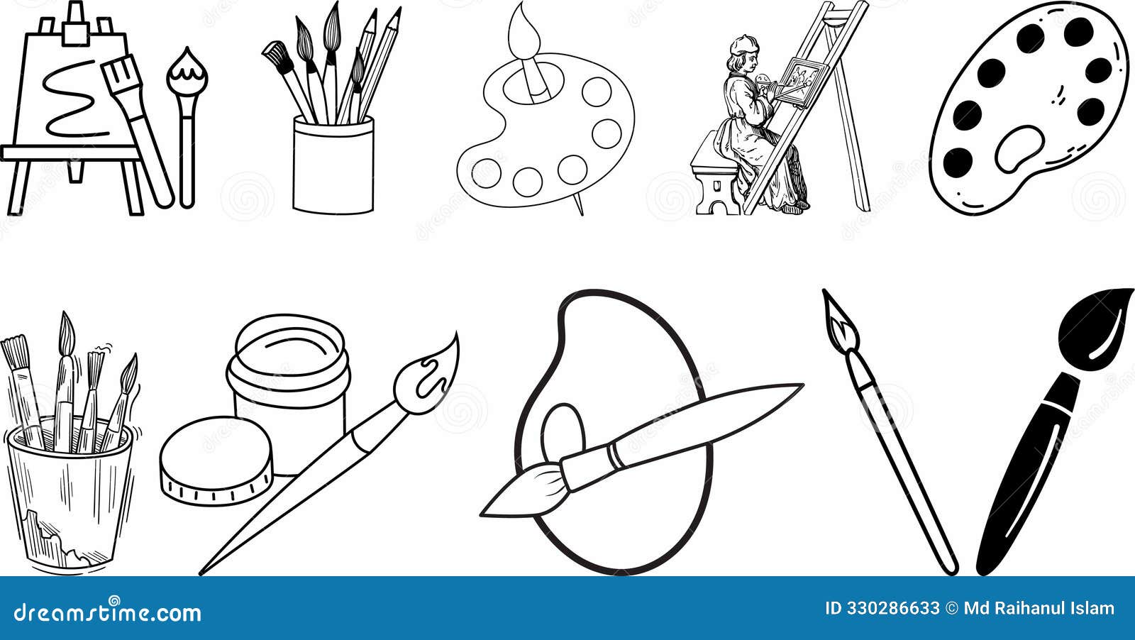 Art, Drawing Icon Set Collection Stock Vector - Illustration of brush ...