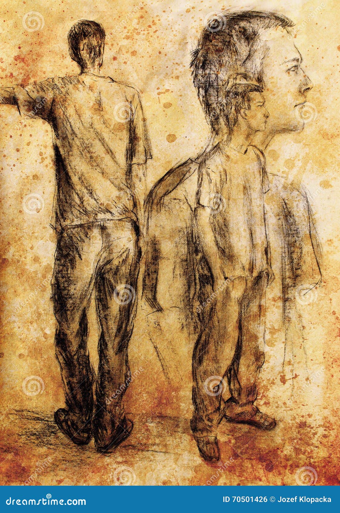 Abstract Sepia Tone Painting With Shapes And Circles Royalty-Free Stock ...