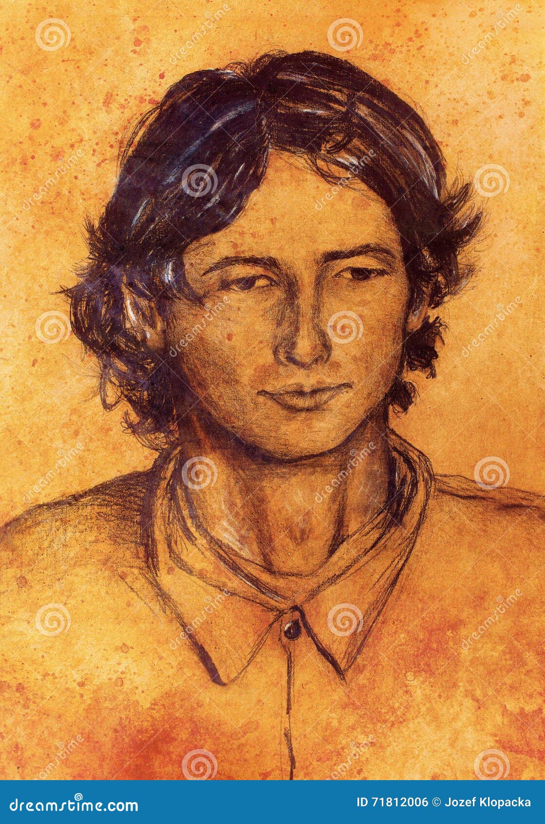 Art Drawing Man Face and Sepia Background. Stock Illustration ...