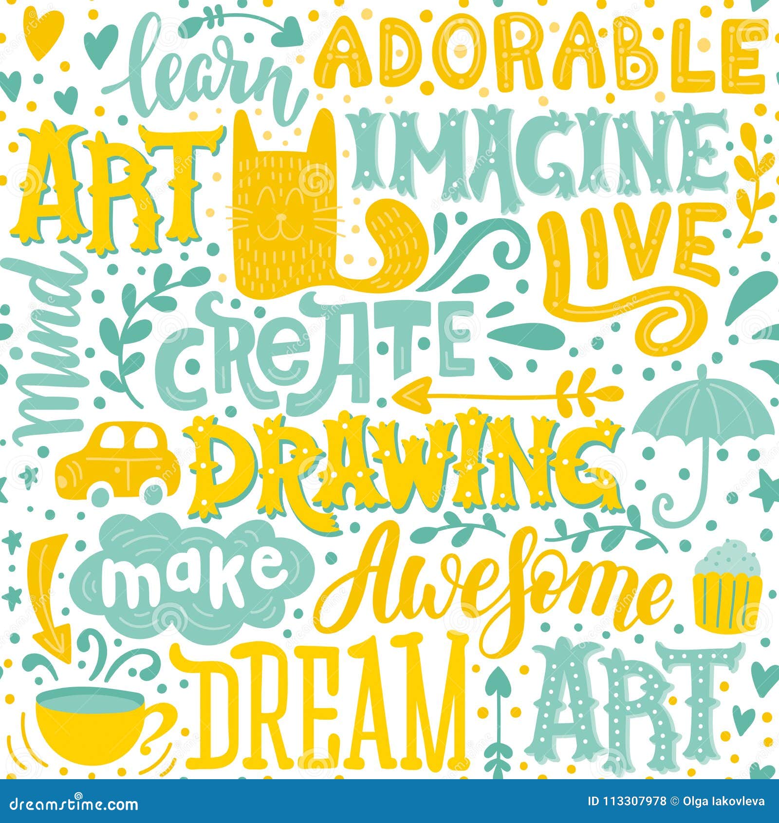 Motivation Lettering Phrases Mega Set. Hand Drawn Vector Illustration ...