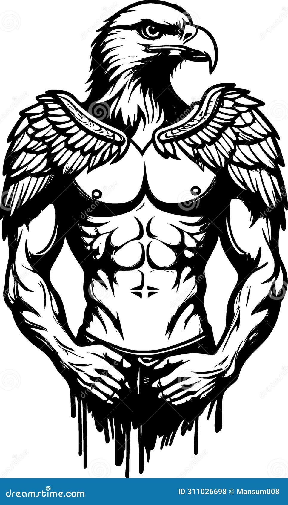 Eagle Man Cartoon with Wings Stock Illustration - Illustration of ...