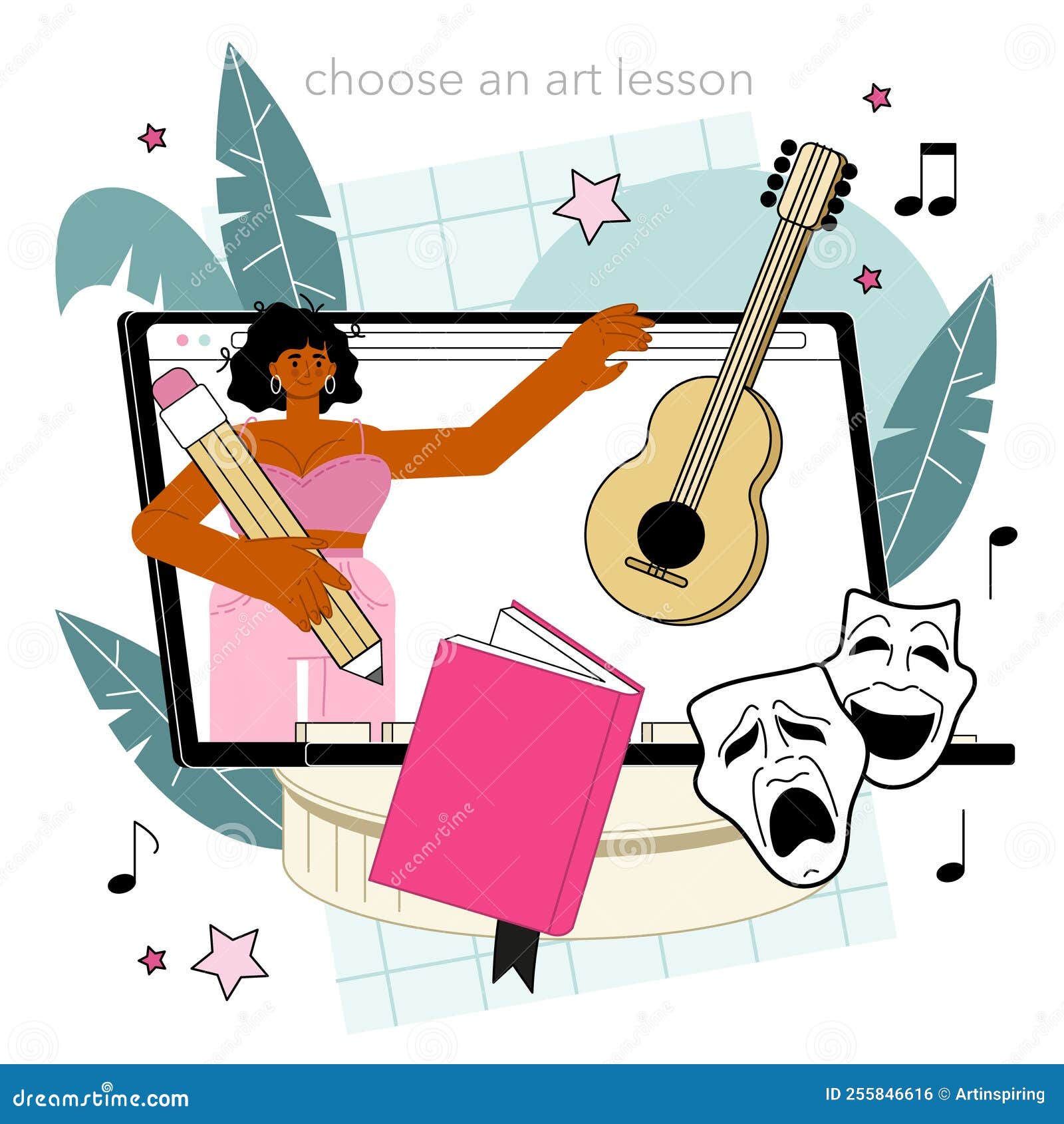 Art Education Online Service or Platform. Student Holding Art Tools ... Art Education Online Service or Platform. Student Holding Art Tools ...
