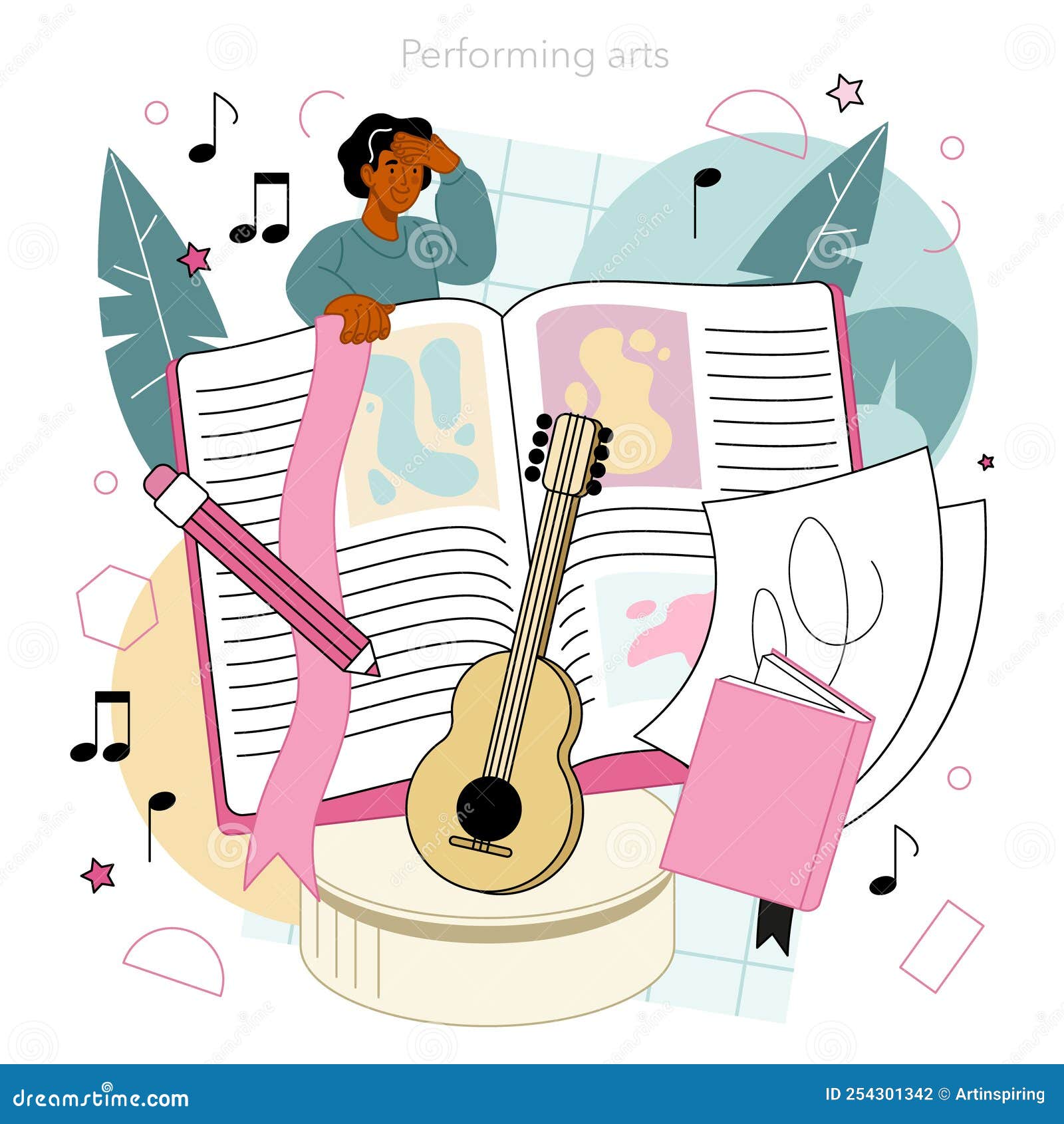 Art Education. Student Holding Art Tools Learning How To Draw and Craft ...