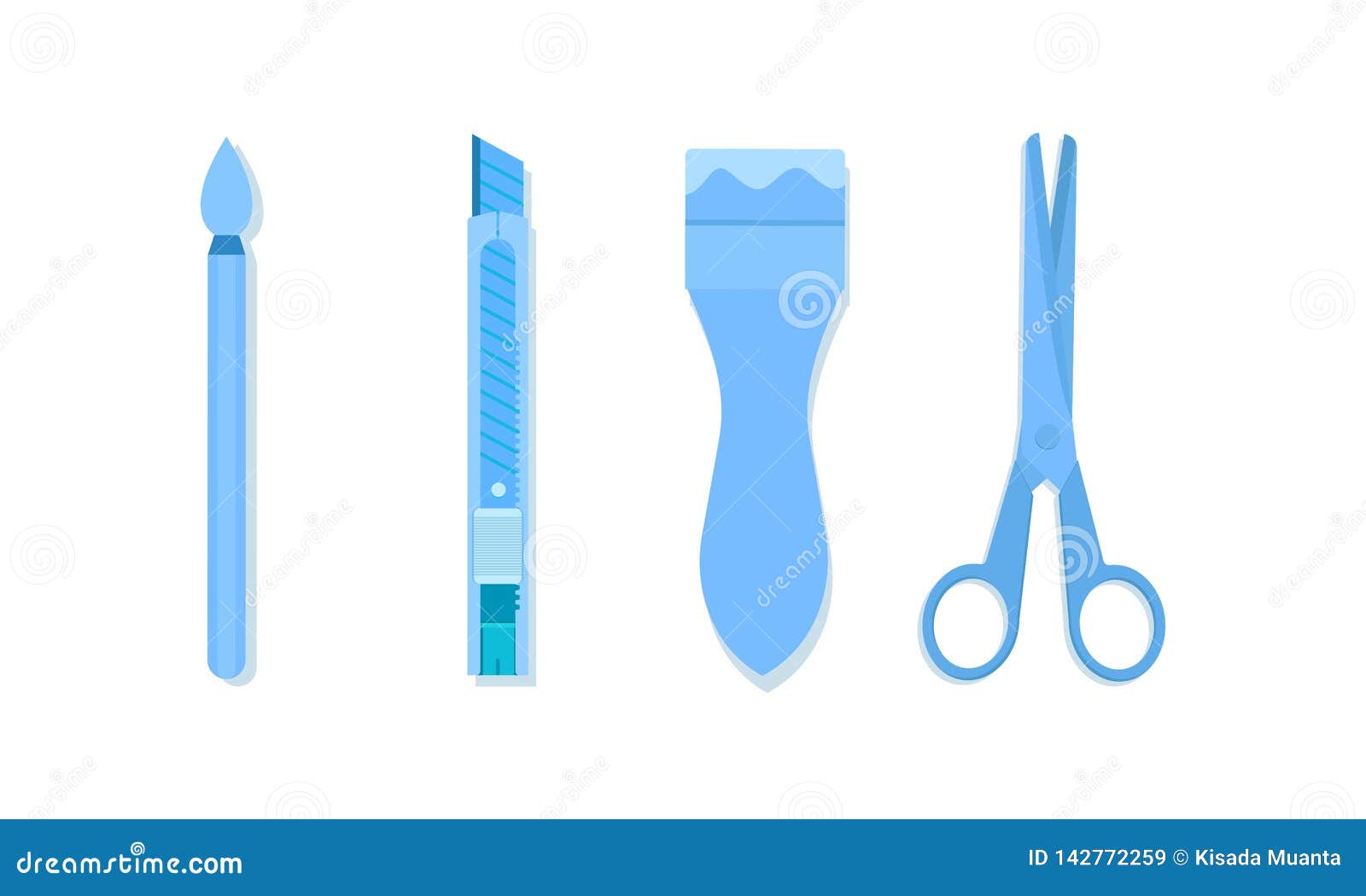 Art Equipment Tools with Paint Cutter Scissors Vector Illustration ...