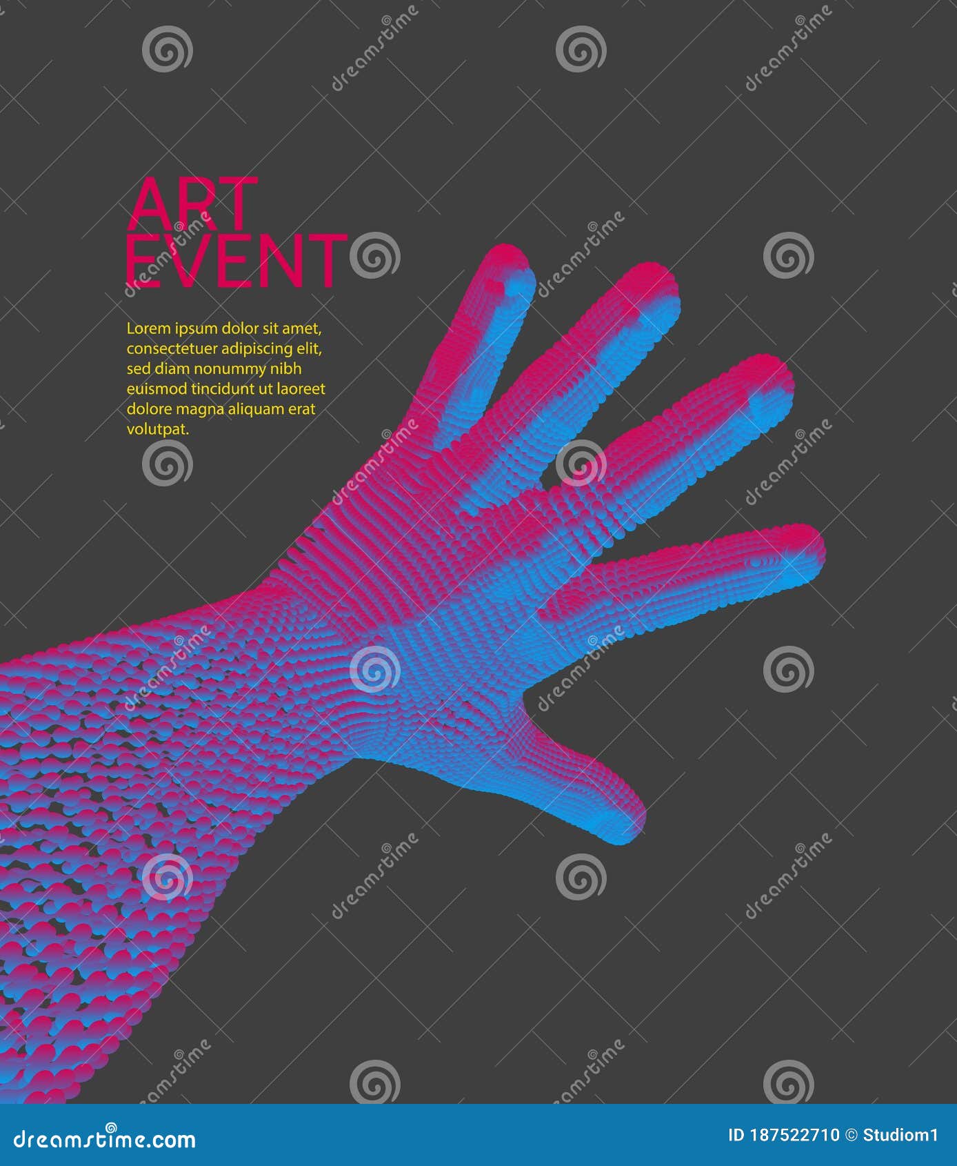 Art Event Invitation Template. Human Hand Stock Vector - Illustration ...