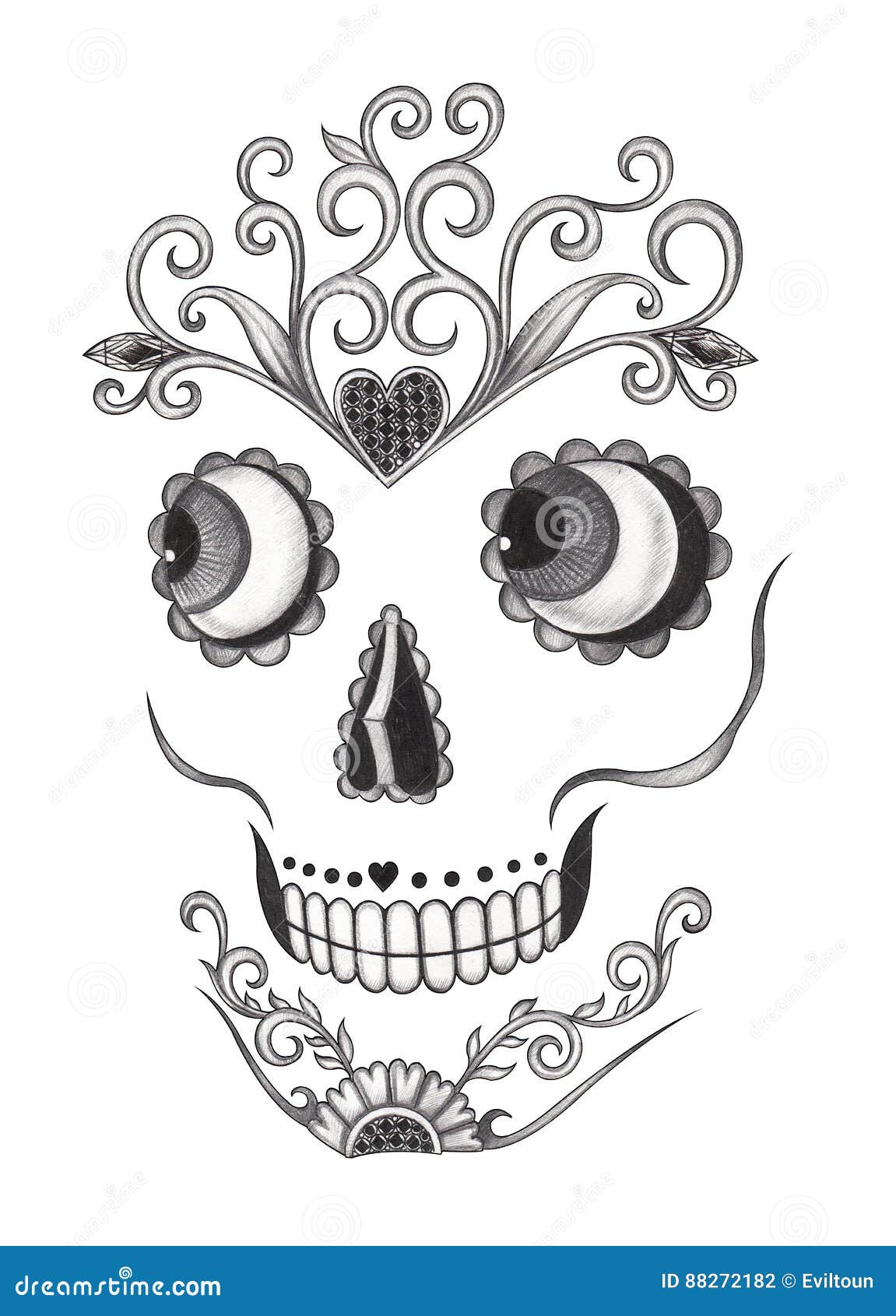 Art Face Skull Day Of The Dead Stock Illustration Illustration Of