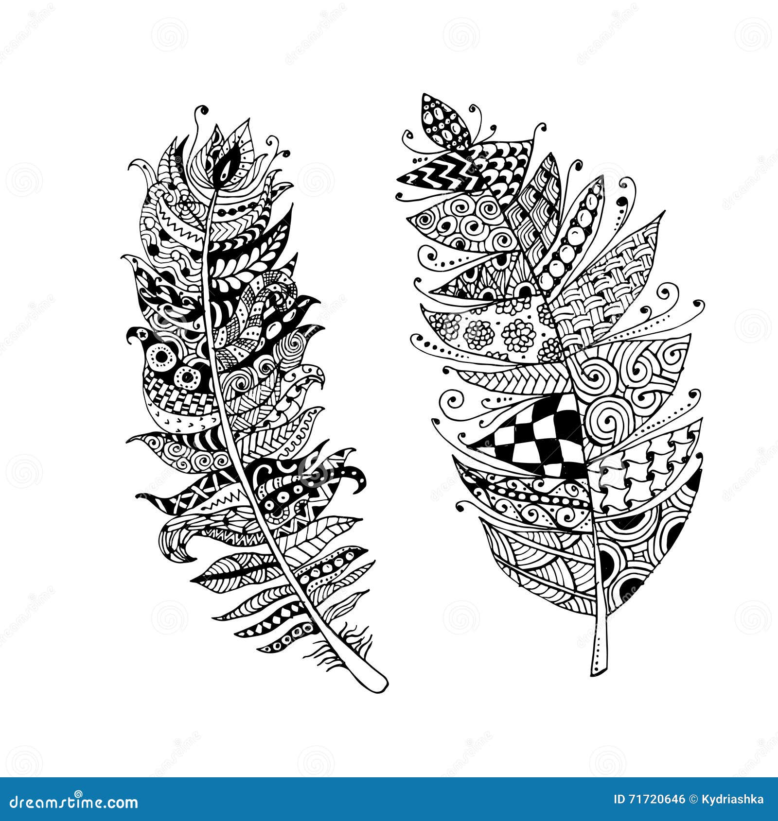 Art Feather, Zentangle Style for Your Design Stock Vector ...
