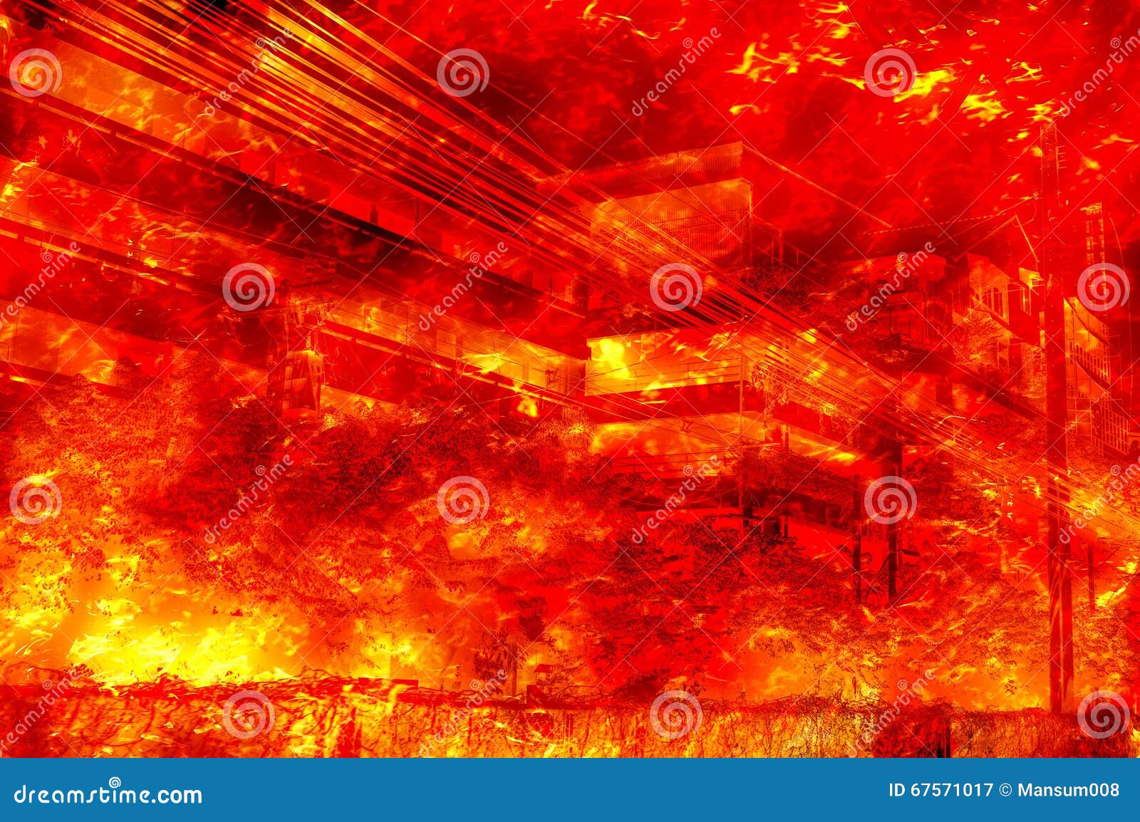 Art Fire Burning Building Background Stock Illustration - Illustration ...