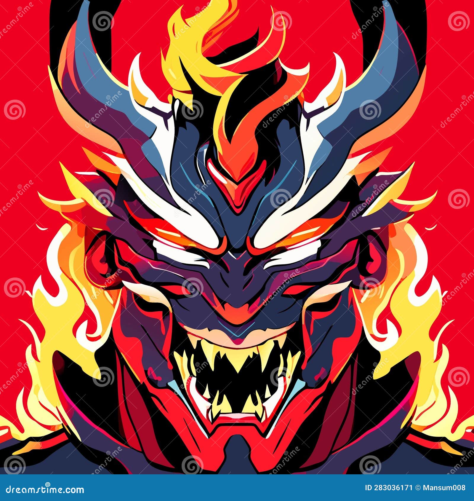 Fire Flames with Skull in the Hell Stock Illustration - Illustration of ...