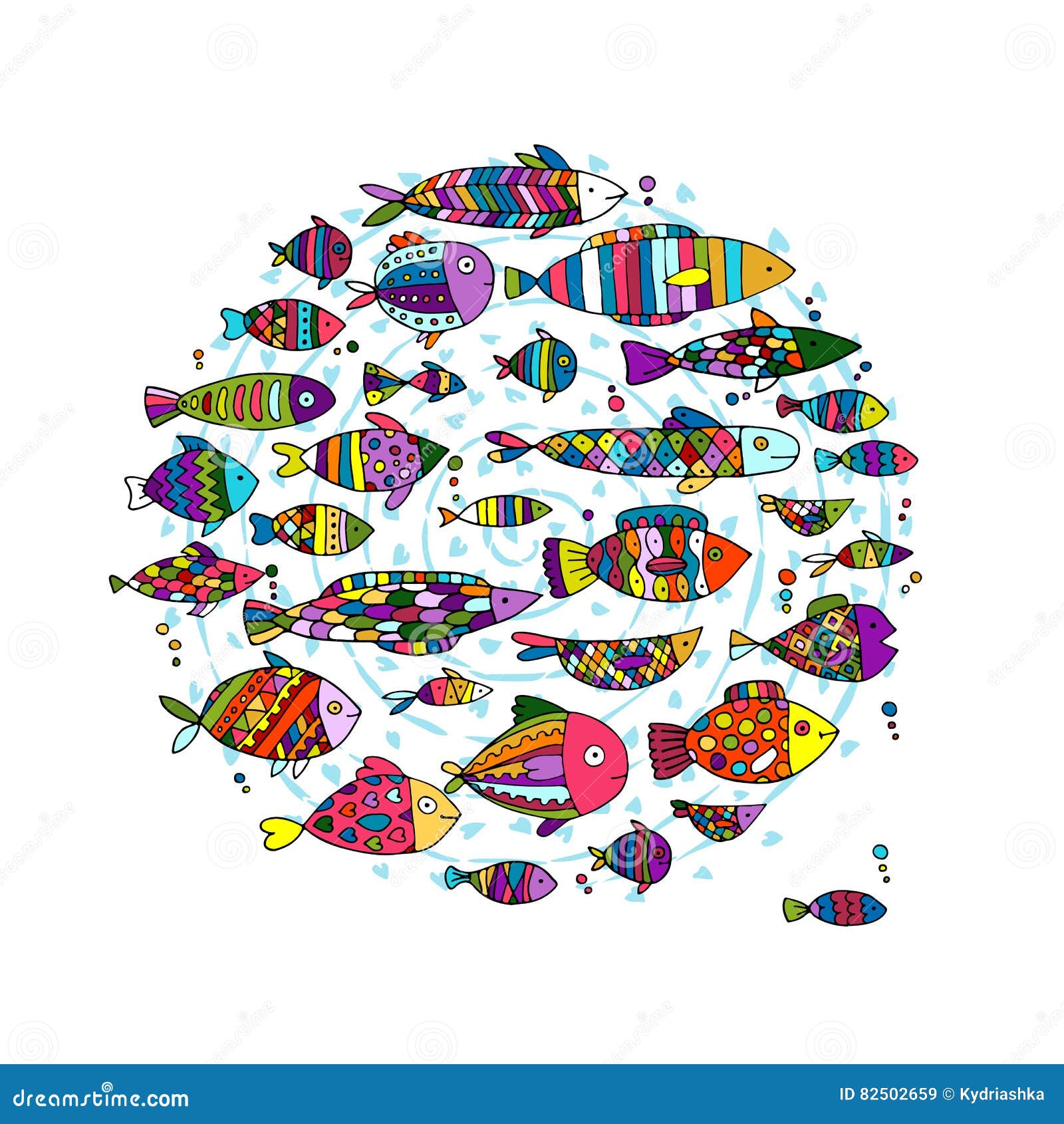 Art Fish Collection, Sketch for Your Design Stock Vector - Illustration ...