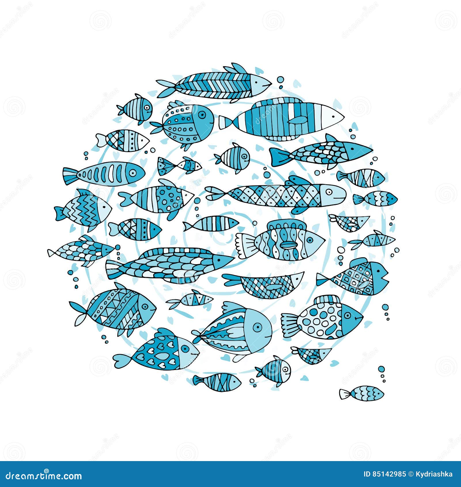 Art Fish Collection, Sketch for Your Design Stock Vector - Illustration ...