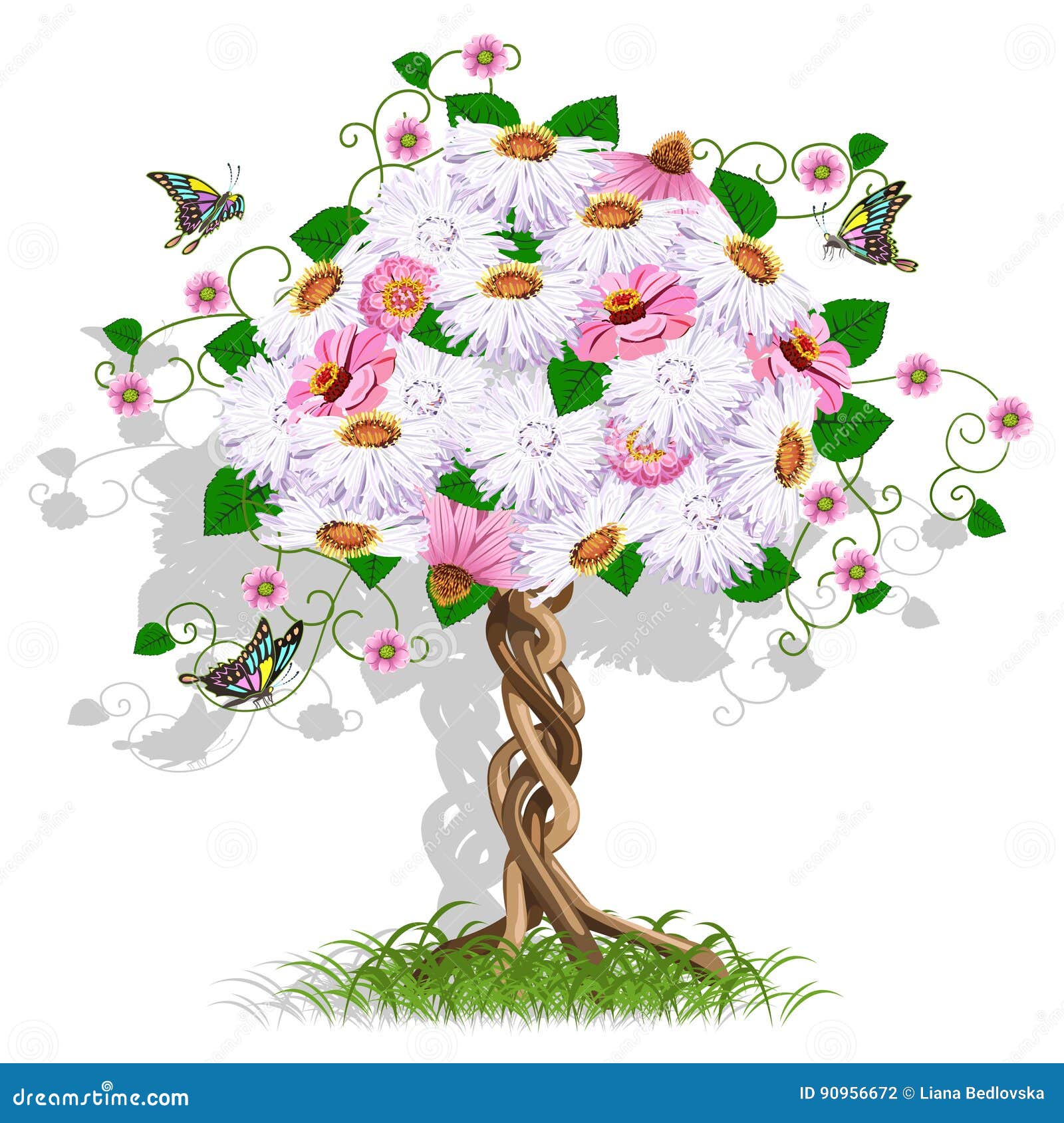 Art flower tree stock vector. Illustration of spring - 90956672