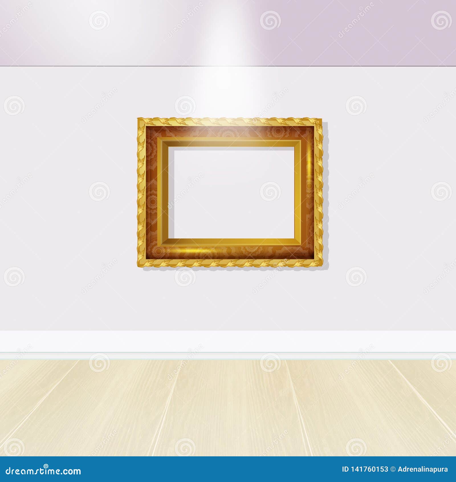 Golden Frame in Art Gallery Stock Illustration - Illustration of ...