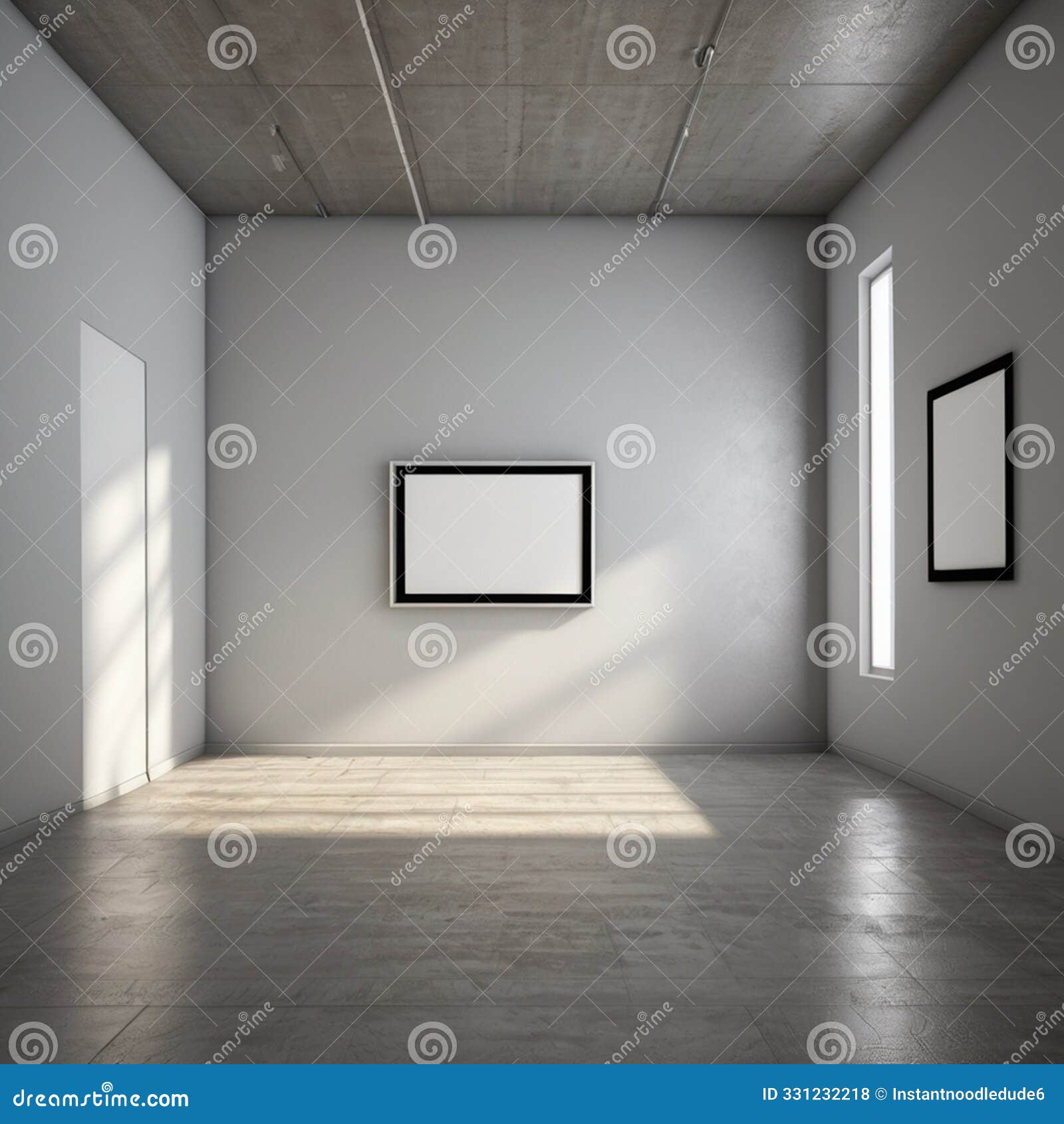 Gallery Interior with Empty Frames on Wall. Art Gallery with Blank Frames Stock Illustration ...